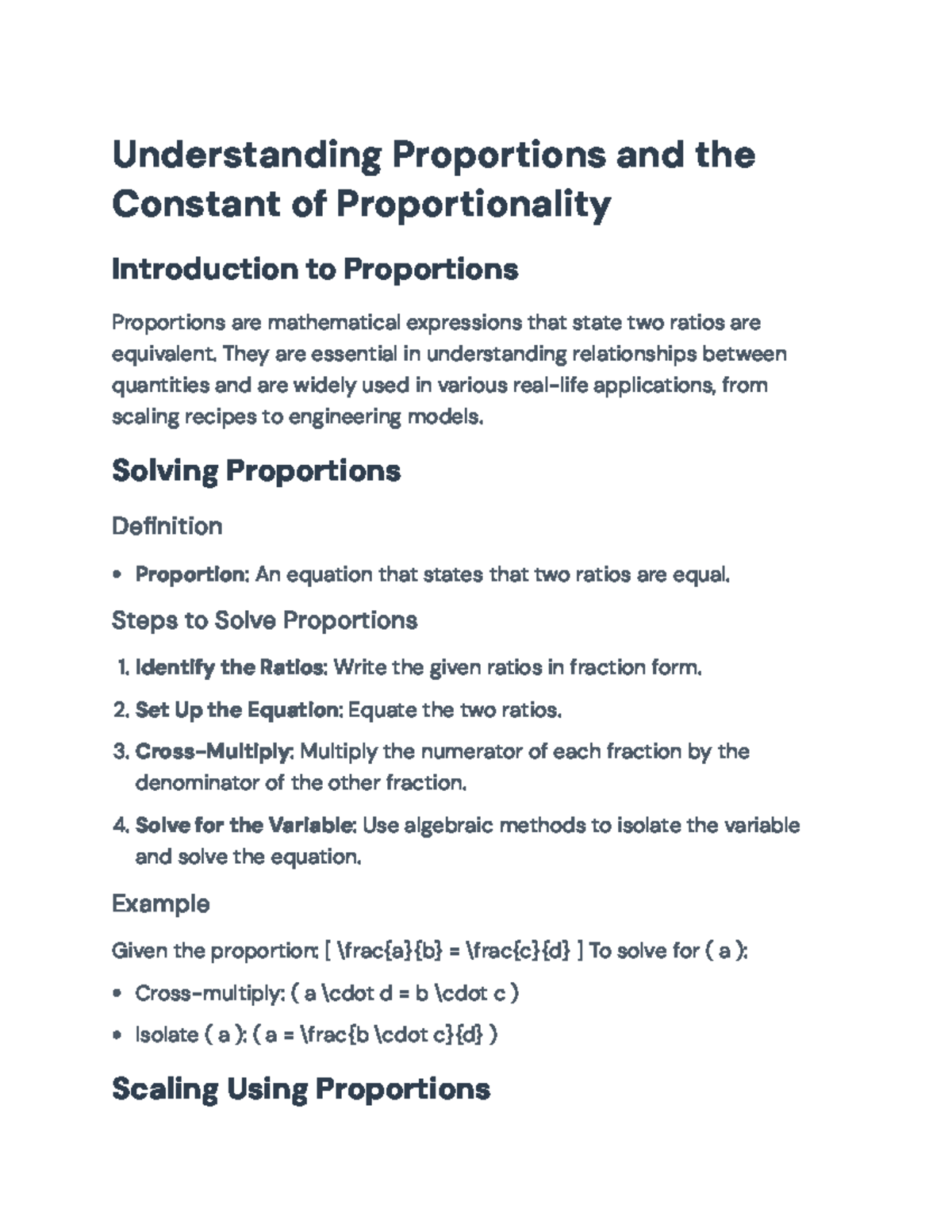 Math 101 - Understanding Proportions & Constant of Proportionality ...