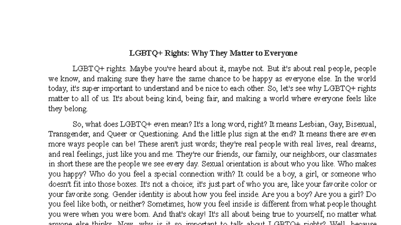 Oralcomm - Essay: LGBTQ Rights - Why Everyone Matters - Studocu