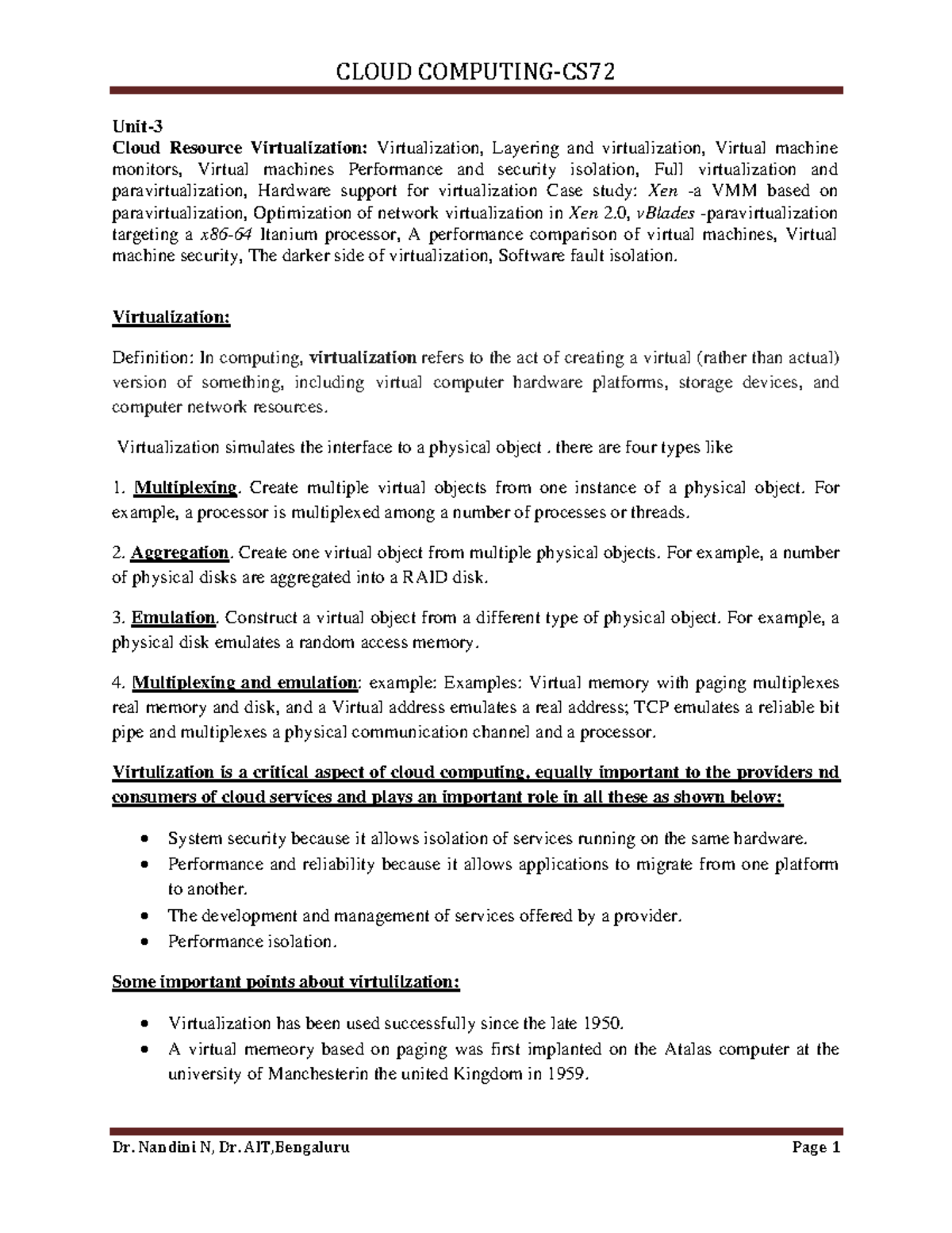 Unit-3 Cloud Resource Virtualization - Unit- Cloud Resource Virtualization: Virtualization ...