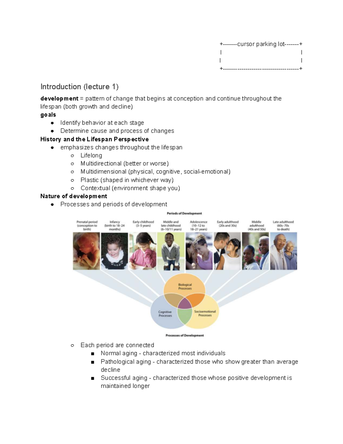 Developmental Psychology (PSY101) Lecture Notes: Lifespan Changes and ...