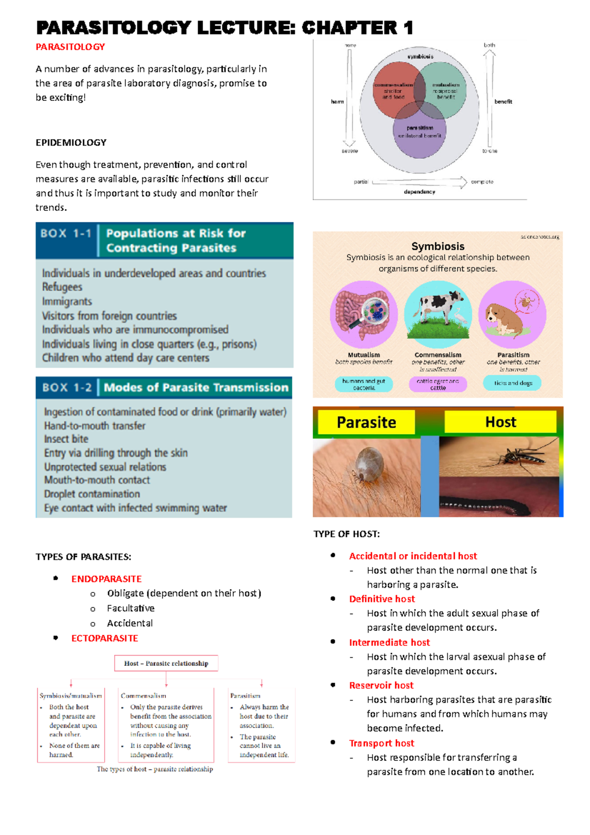 Parasitology LEC: Essentials of Parasite Biology & Control - Studocu