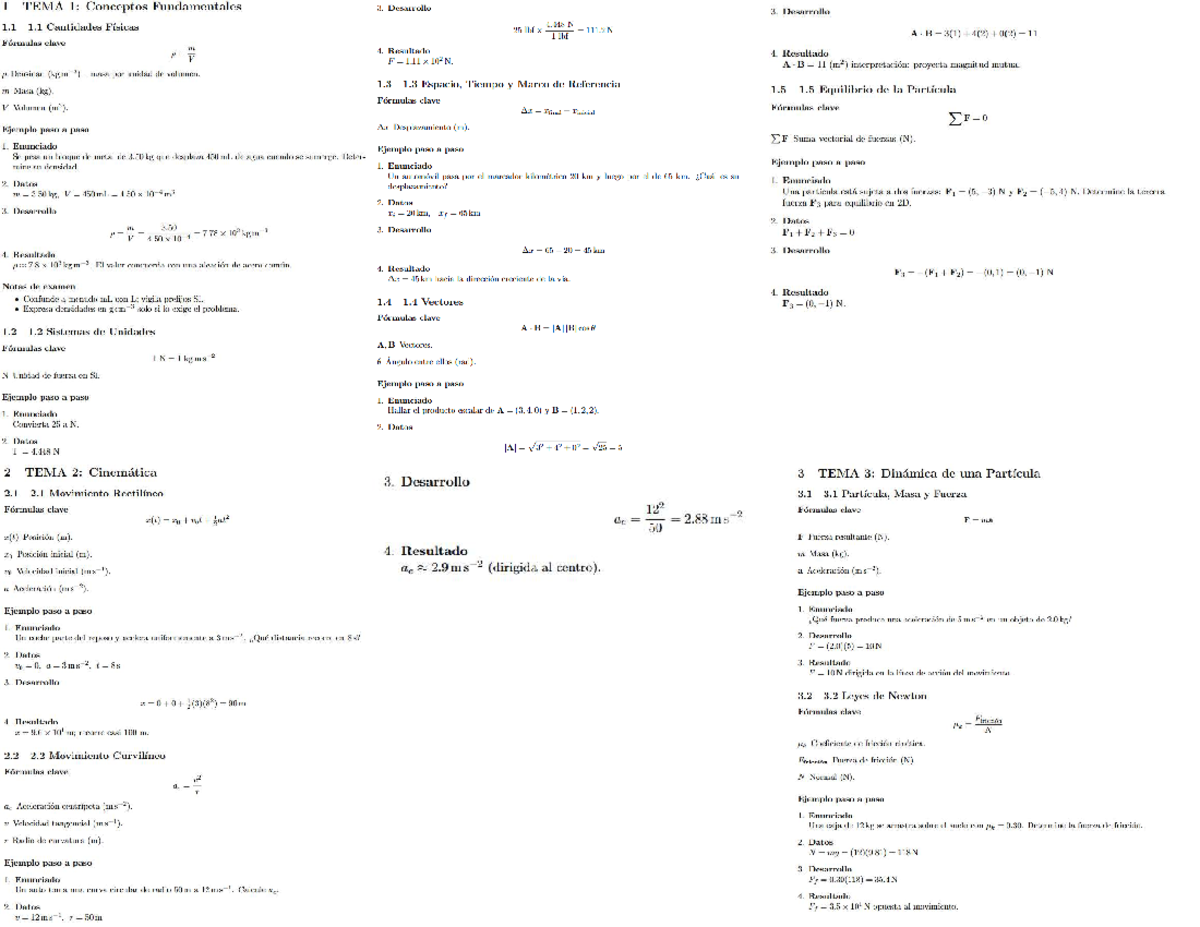 TEMA 1: Conceptos Fundamentales y TEMA 2: Cinemática - Notas de Examen - Studocu