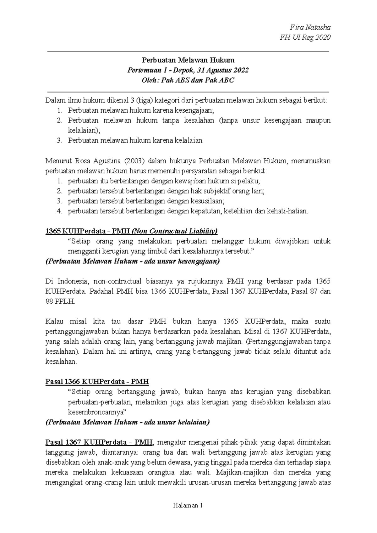 FH UI 2020 - Perbuatan Melawan Hukum: Pemahaman Dasar dan Aplikasi ...