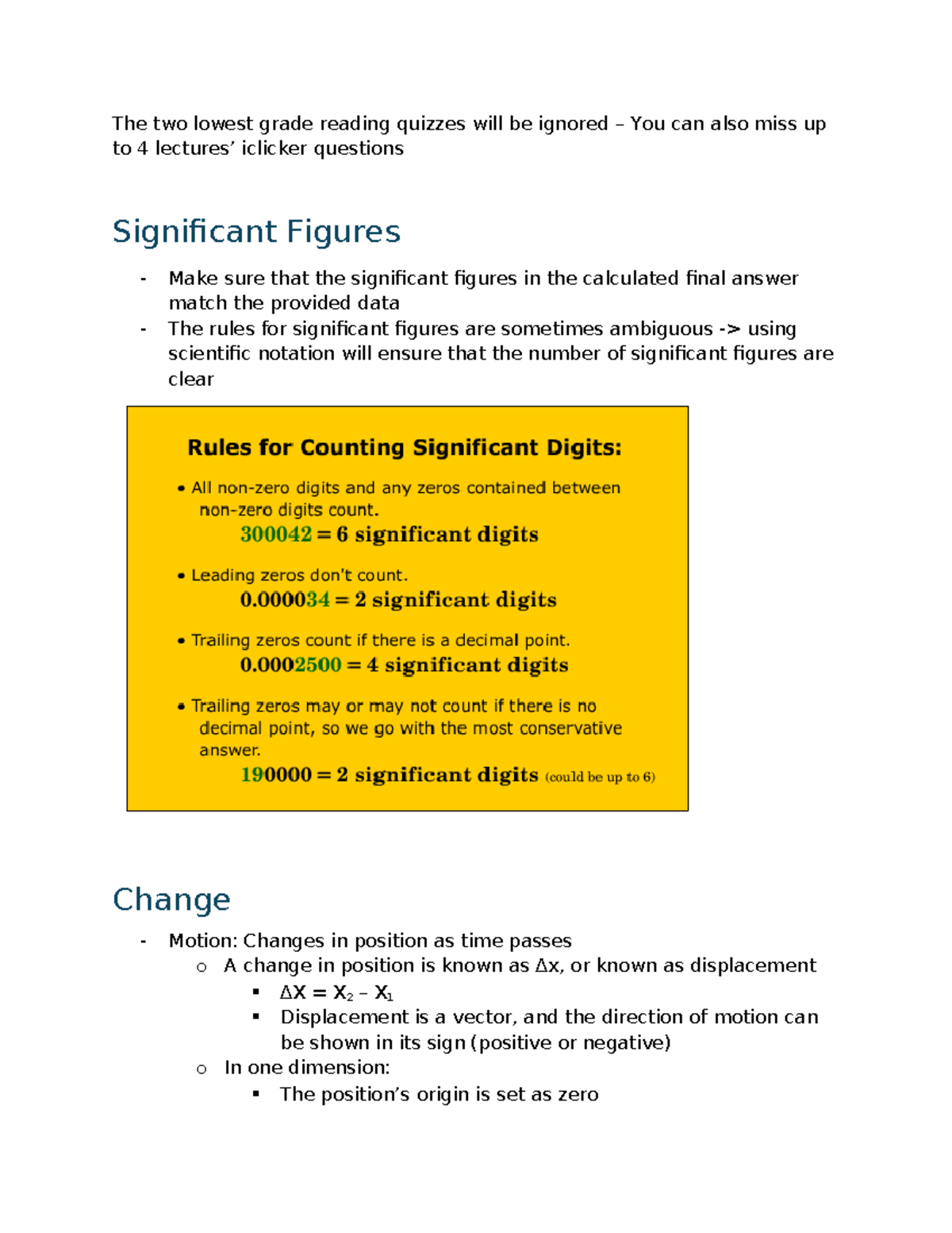PHYA10 Lecture Notes: Motion, Forces, and Significant Figures - Studocu