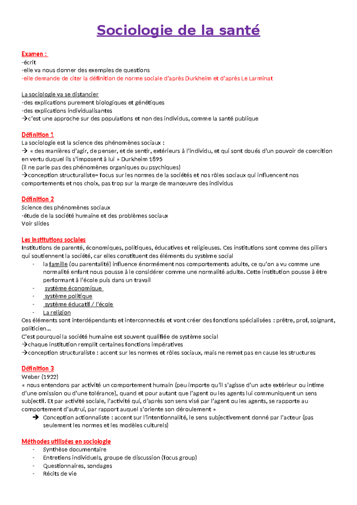 Sociologie de la santé - Notes de cours sur les normes sociales et ...