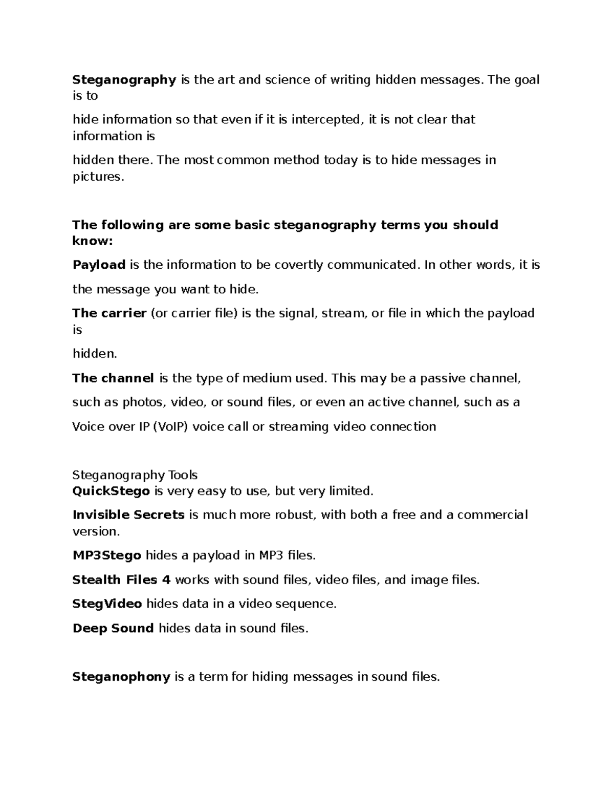 Steganography: Understanding Hidden Messages and Key Terms - Studocu