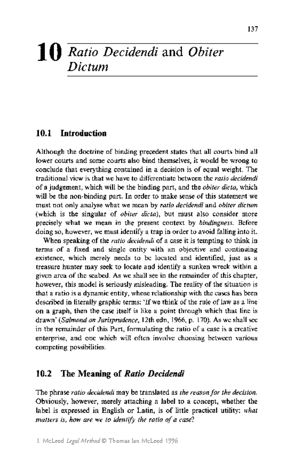 Obiter Dictum - Lecture Notes 4: Understanding Ratio Decidendi - Studocu