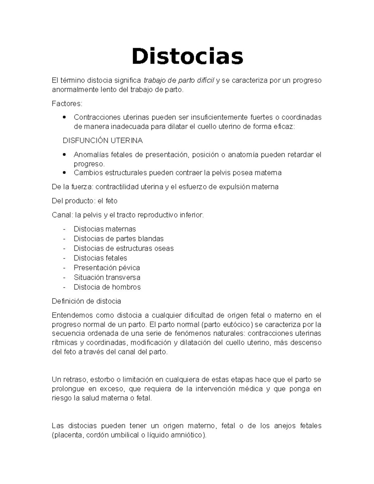 Distocias: Tipos, Manejo y Consideraciones Clínicas en Obstetricia ...