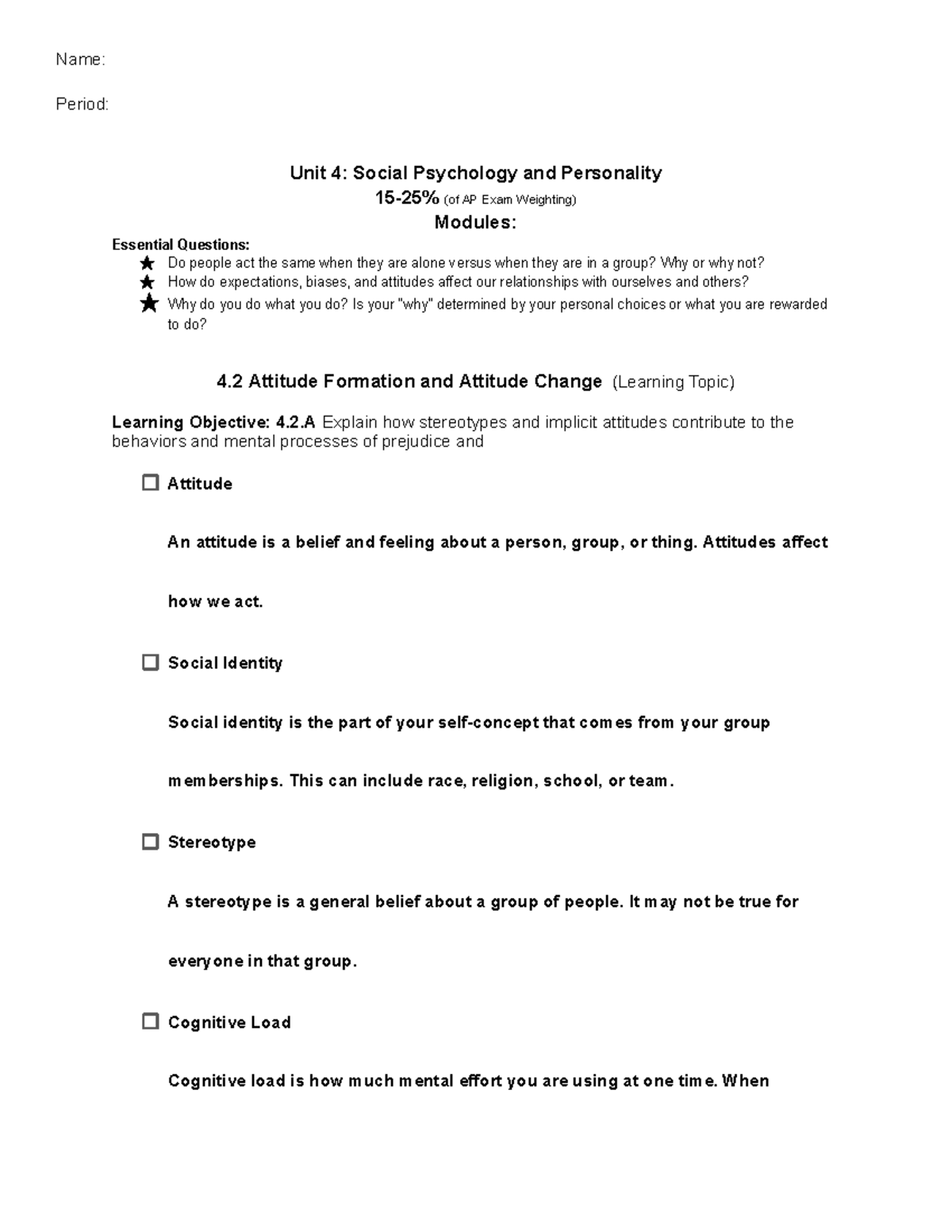4: Social Psychology AP Exam Notes on Attitudes and Prejudice - Studocu