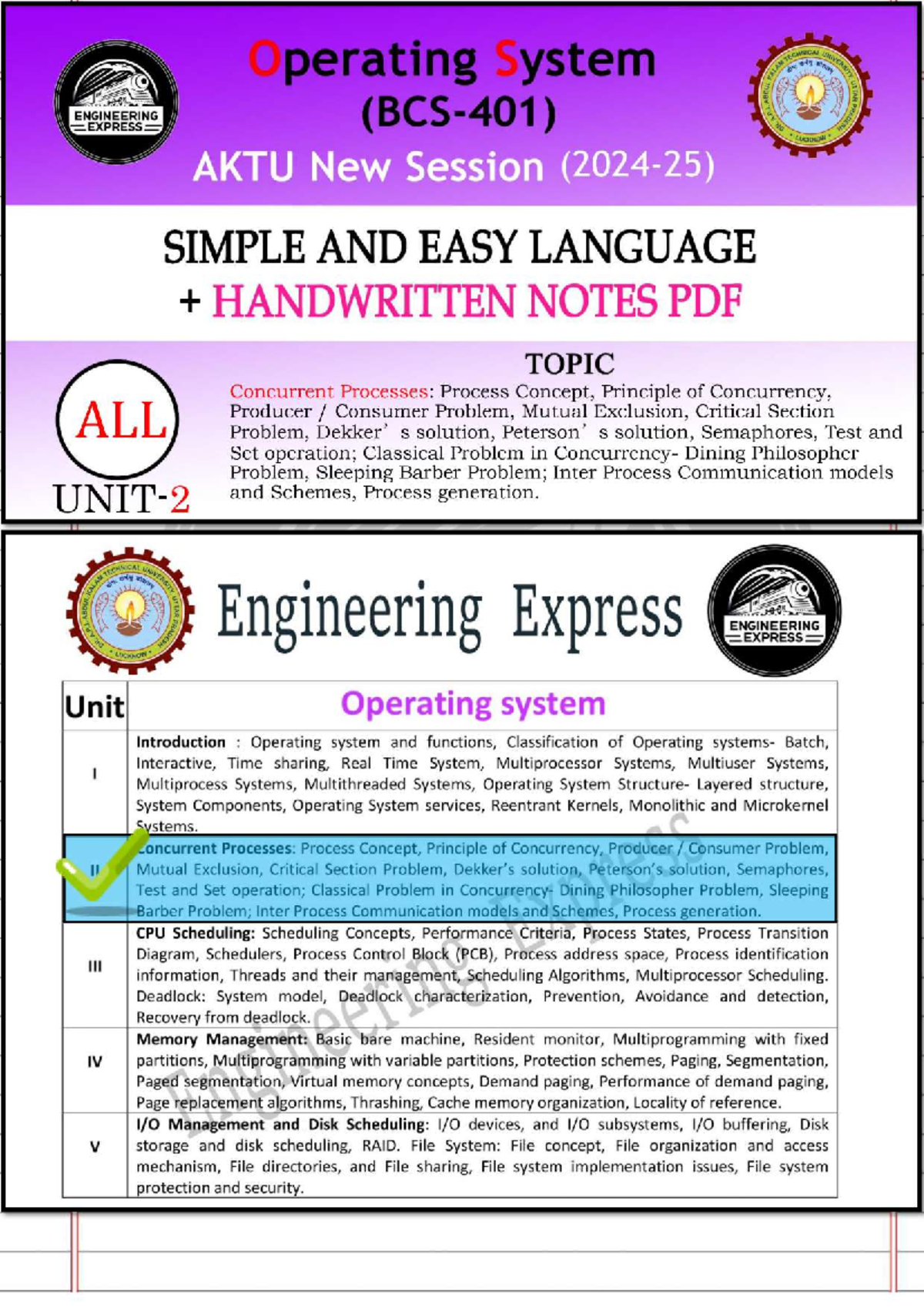 Operating Systems Unit-2: Comprehensive Handwritten Notes on ...
