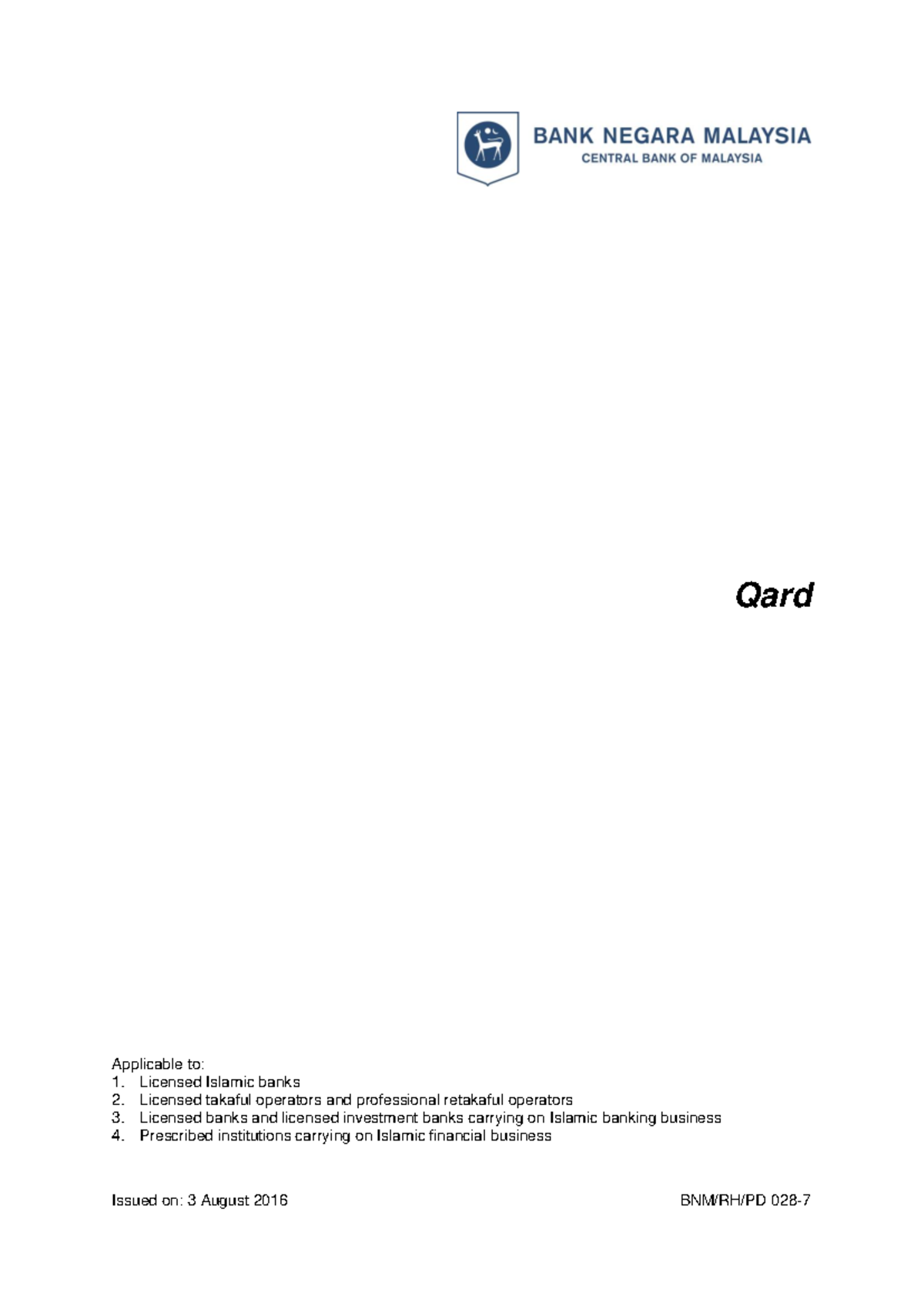 PD Qard Policy Document: Details & Requirements for Islamic Finance ...