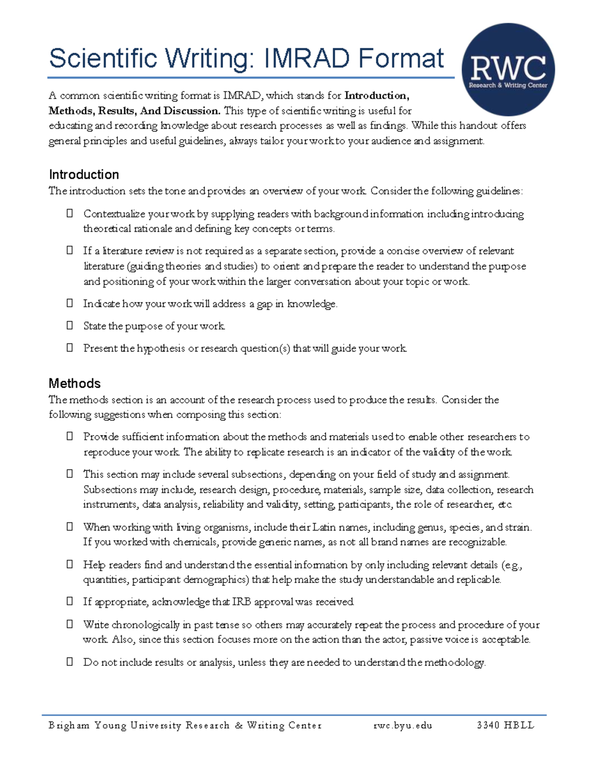 IMRAD Format for Scientific Writing: Guidelines & Tips - Studocu