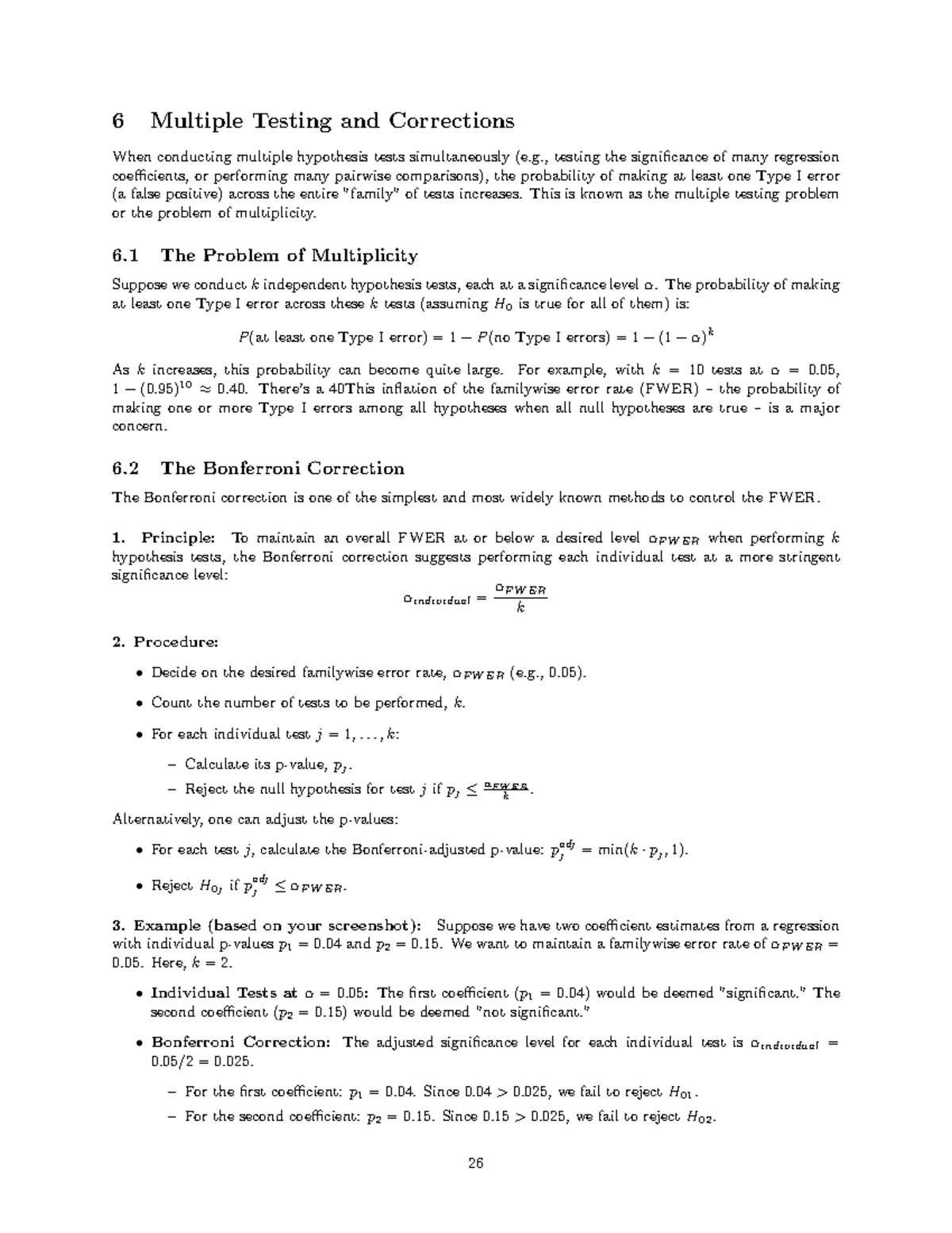 Econometrics Qualifying Exam Notes: Chapter 6 - Multiple Testing ...