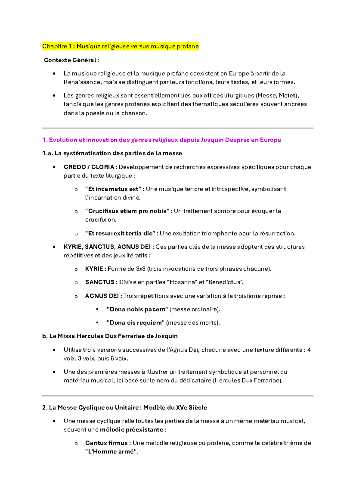 Chapitre 1 : Musique Religieuse et Profane en Europe - Contexte et ...