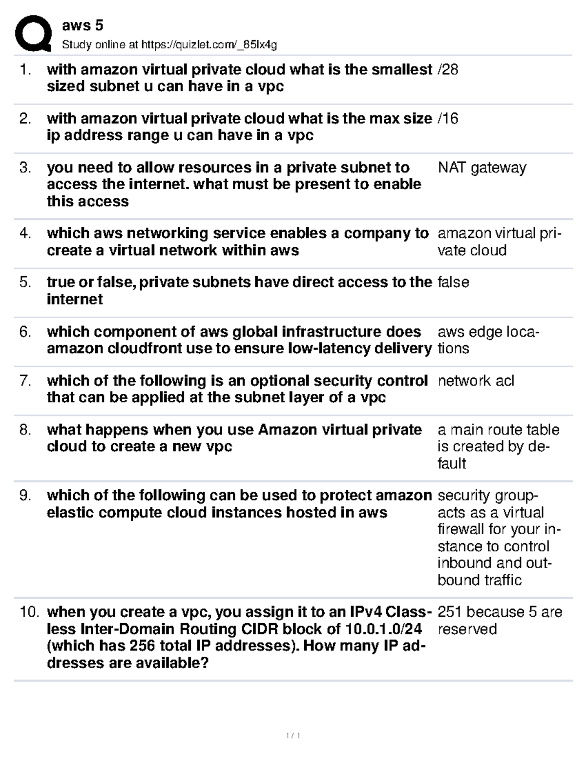 AWS 5 - Module 5 Knowledge Check Questions and Answers - Studocu