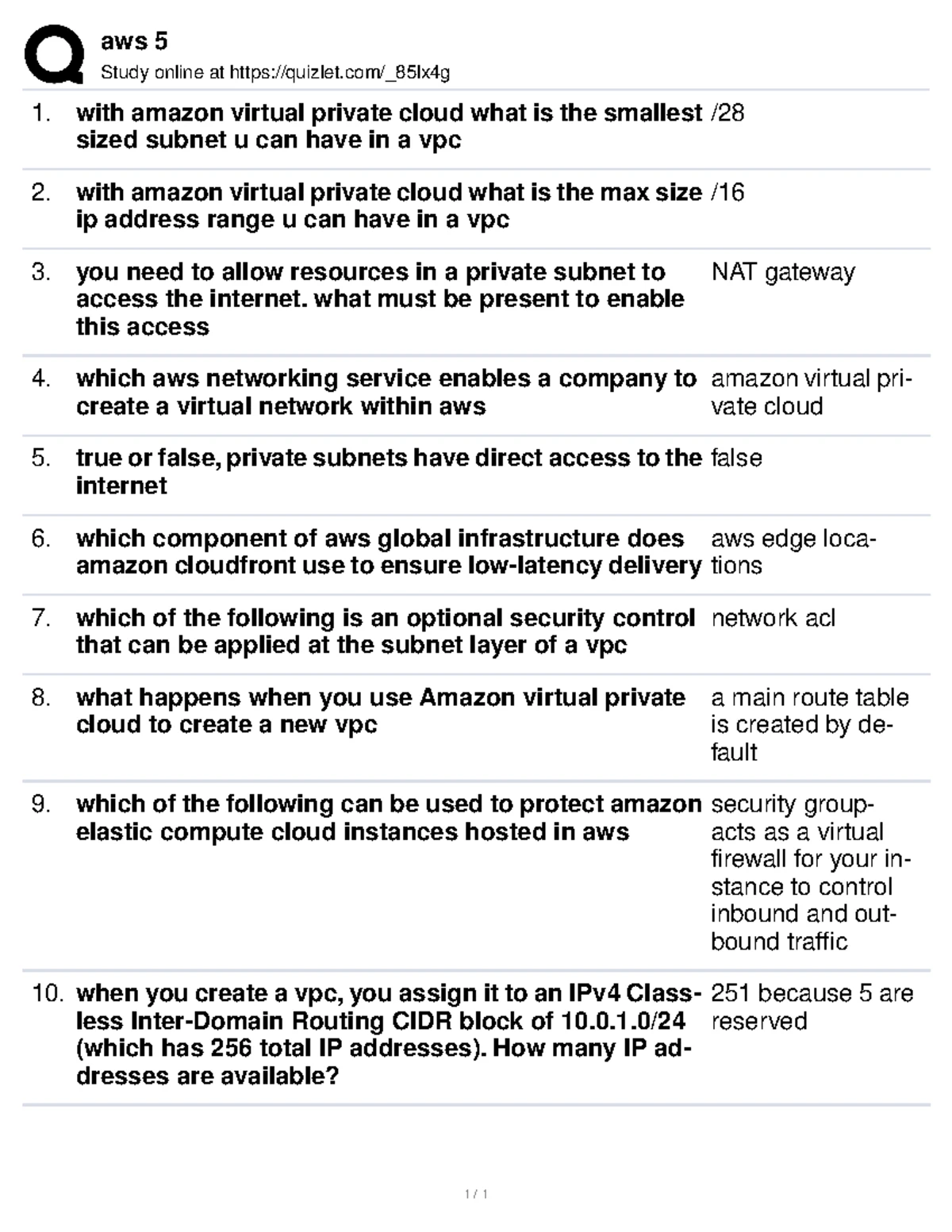AWS 4 - Module Knowledge Check: Shared Responsibility Model Quiz - Studocu