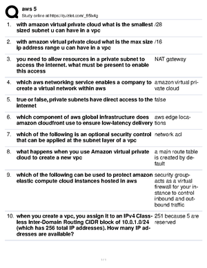 AWS 10 - Module Knowledge Check Quiz & Study Guide - Studocu