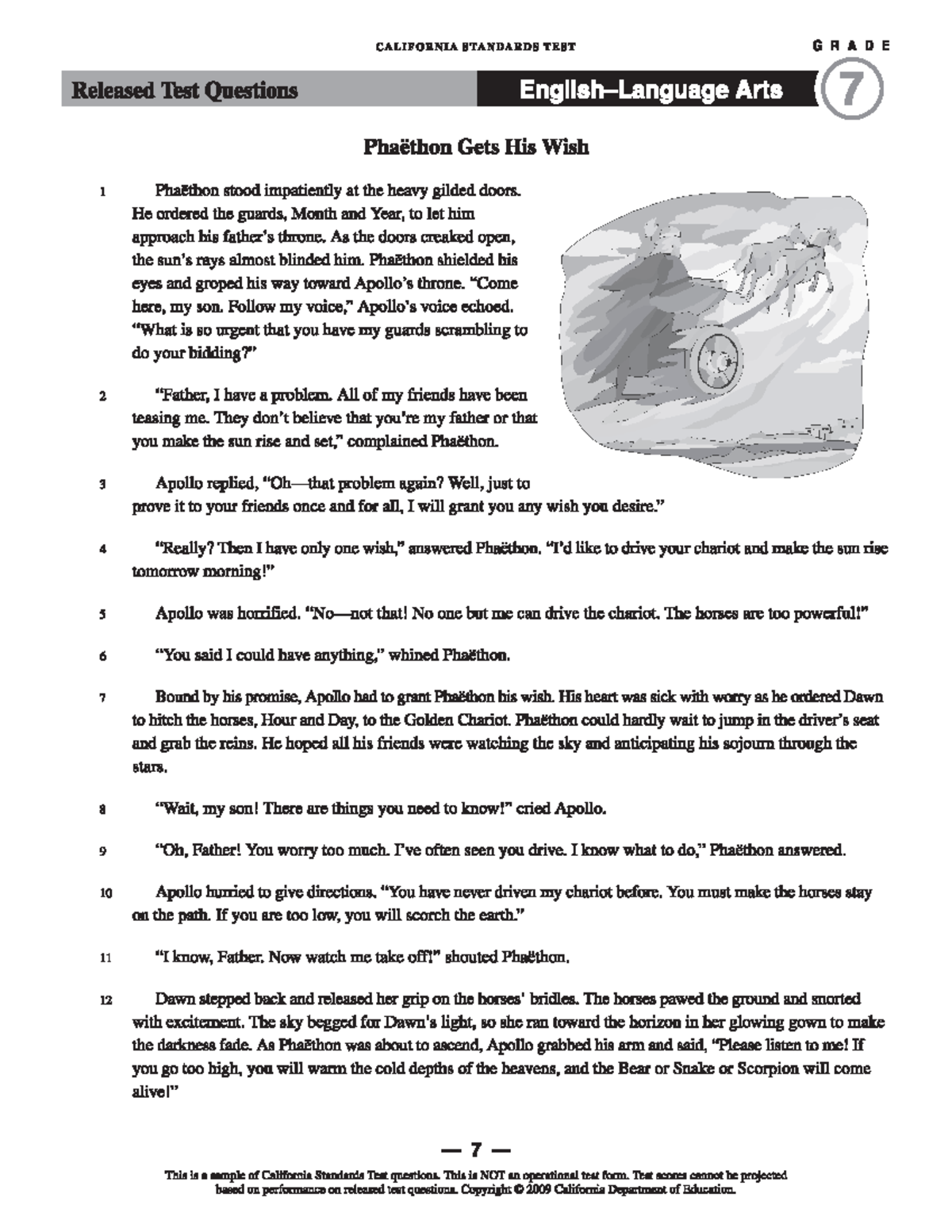 CALIFORNIA STANDARDS TEST GRADE 7 Arts Released Test Questions - Studocu