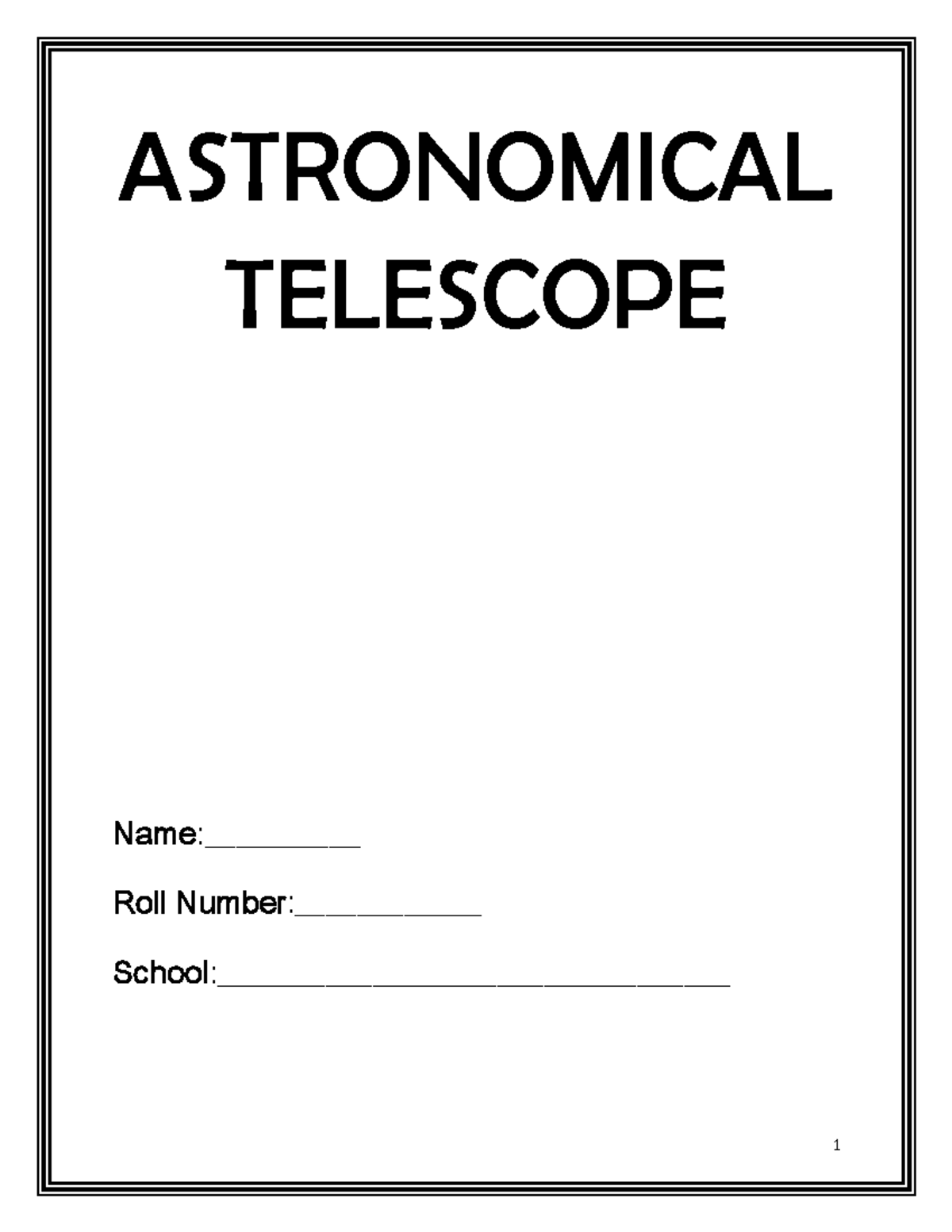 Astronomical Telescope: Physics Project Report and Analysis - Studocu
