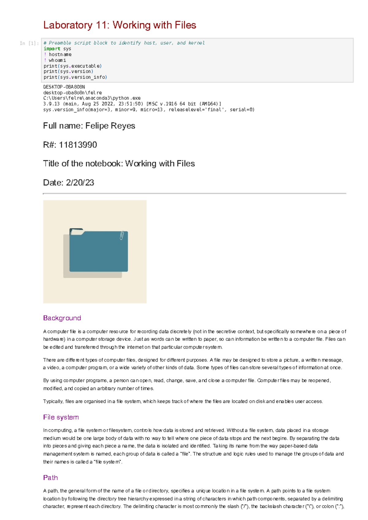 Lab11 - Laboratory 11: Working with Files DESKTOP-OBA8O8N desktop-oba8o8n\felre - Studocu