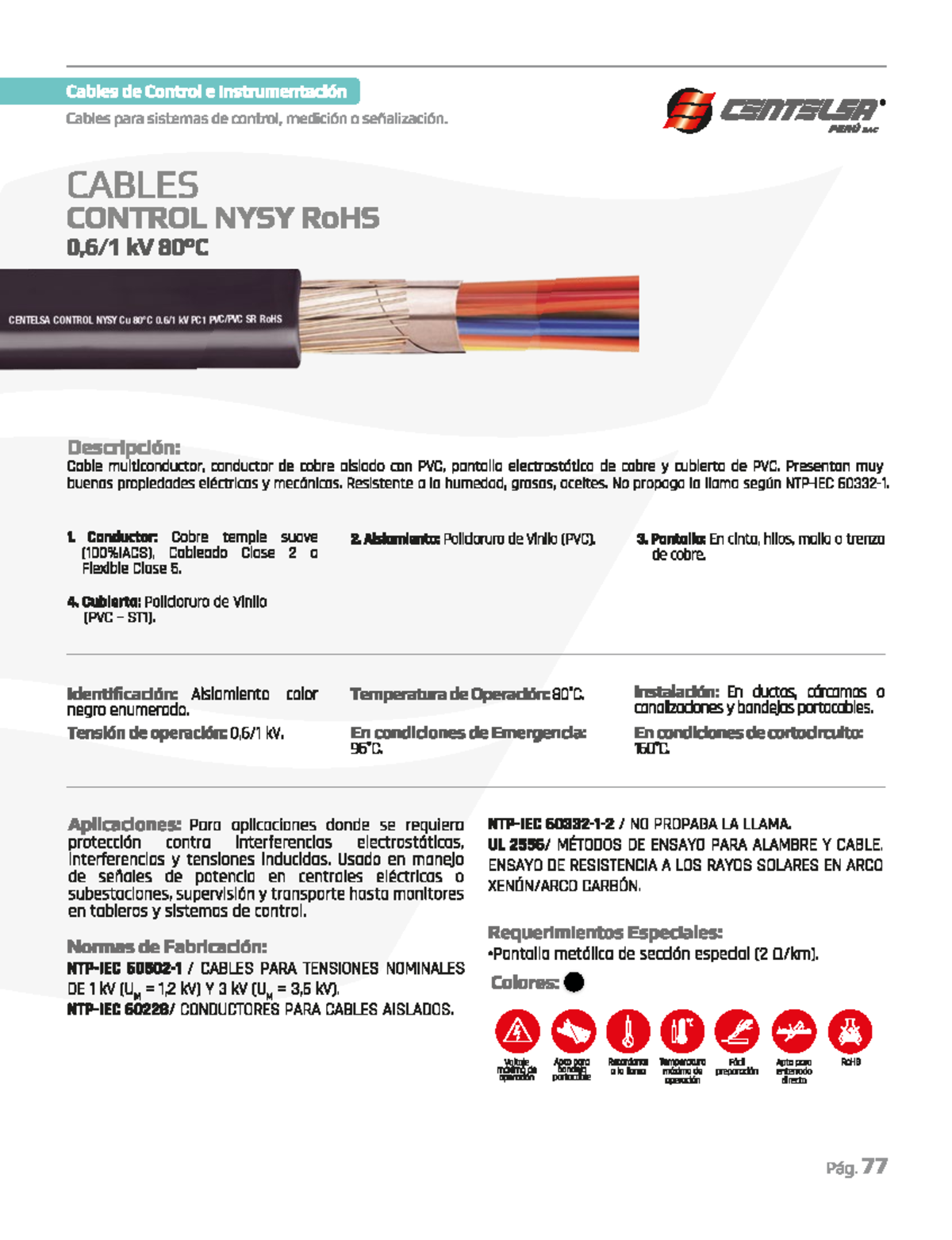 Anexo F - catálogo de cables BT - (*) Consideraciones de Instalación ...
