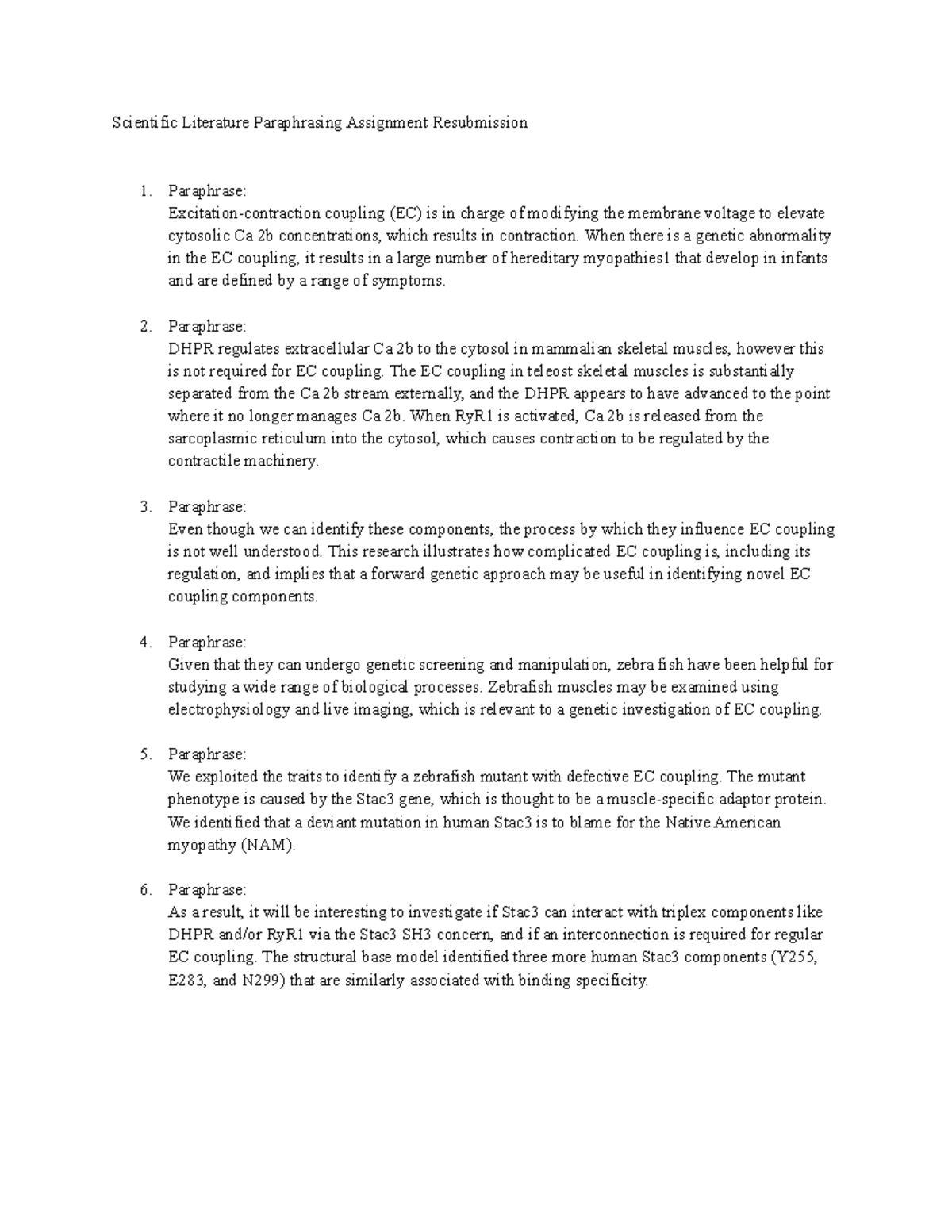 Scientific Literature Paraphrasing Assignment Resubmission - Scientific ...