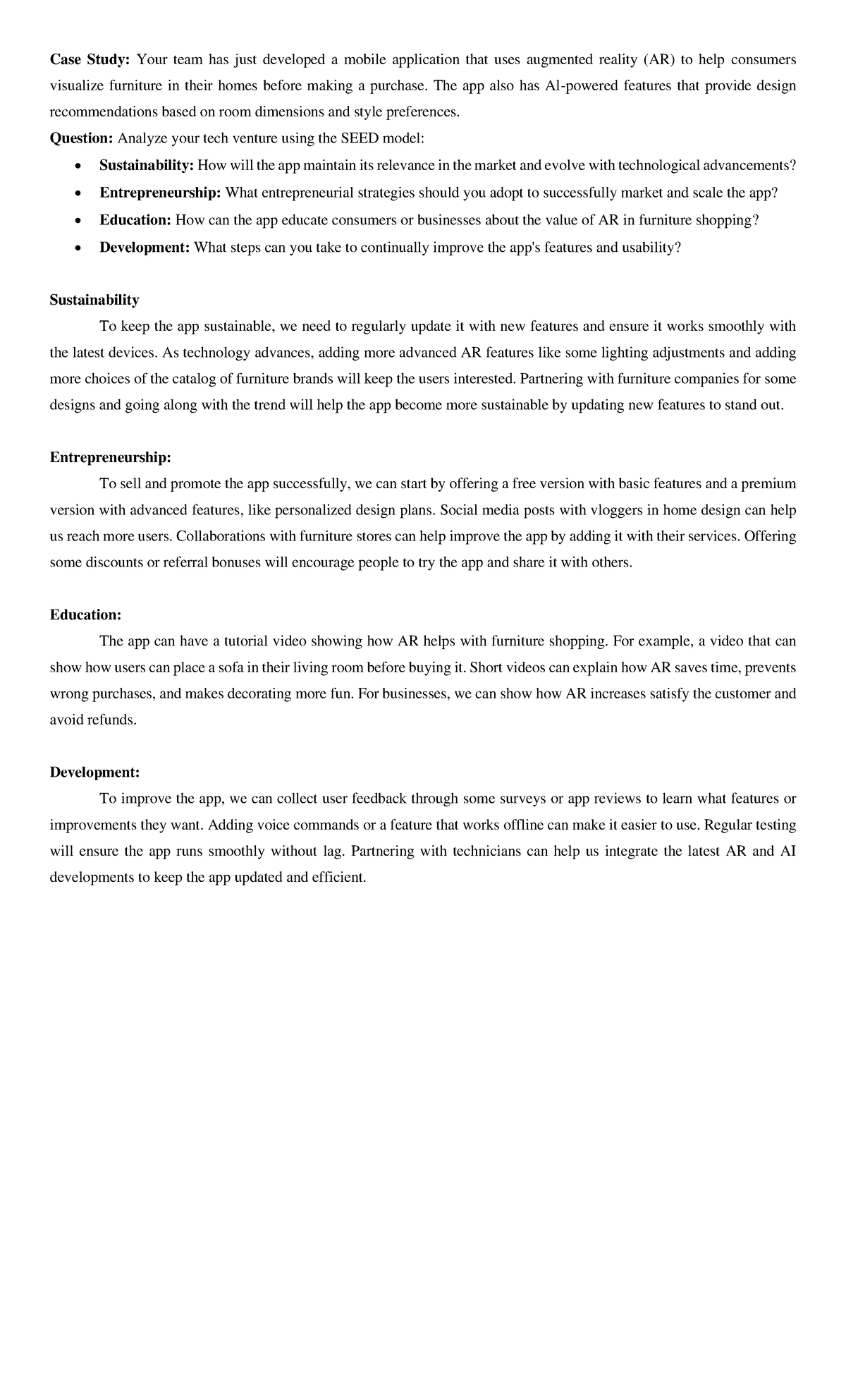 SEED Model - Case Study: Your team has just developed a mobile ...