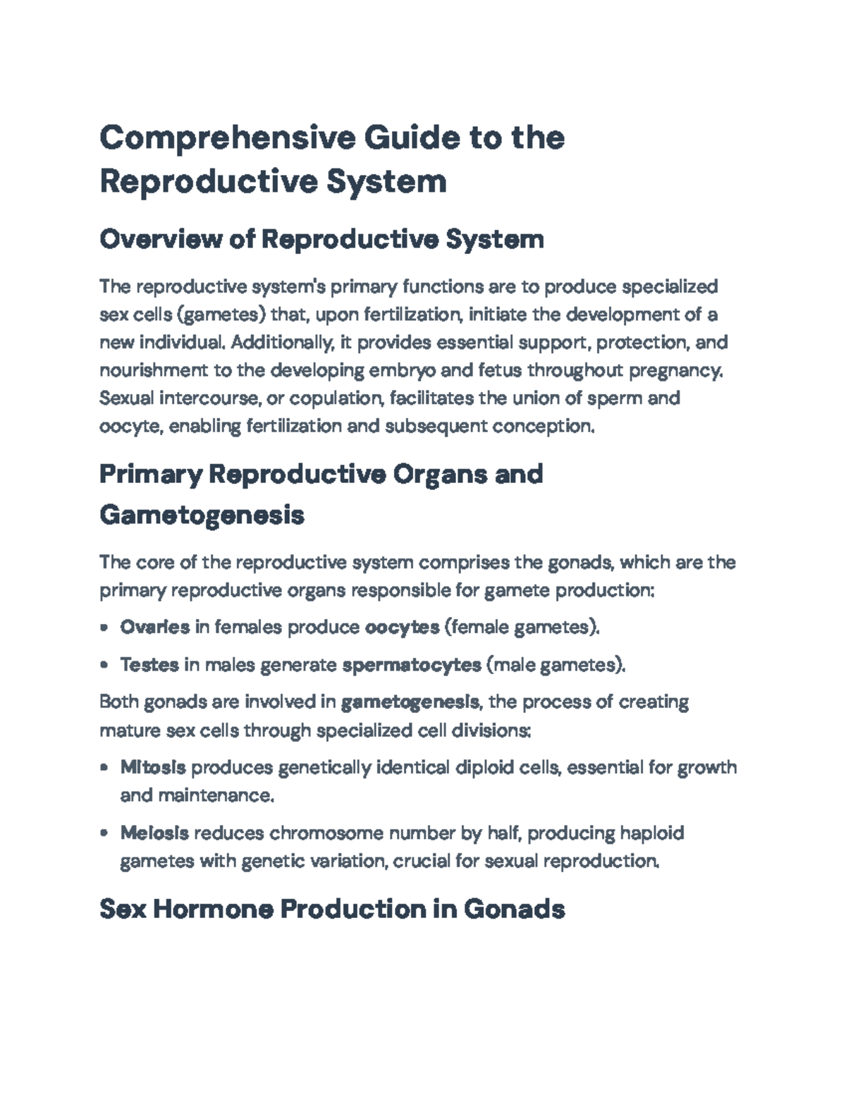 Comprehensive Review of Male & Female Reproductive Systems (BIO 101 ...