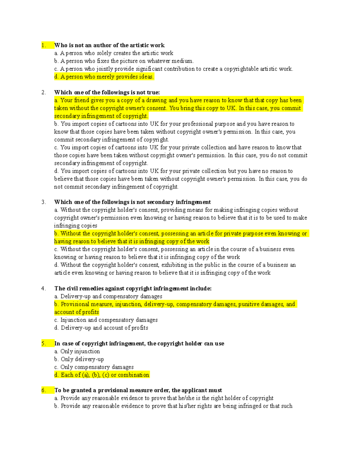 IPR 2 - Copyright and Trademark Infringement Study Guide - Studocu