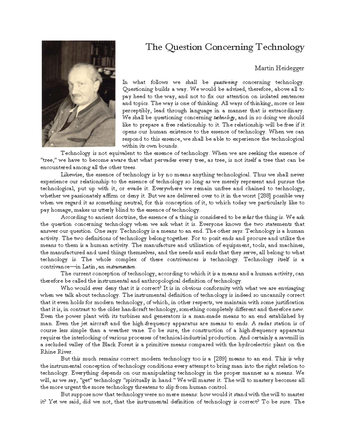 The Question Concerning Technology: Insights from Martin Heidegger ...