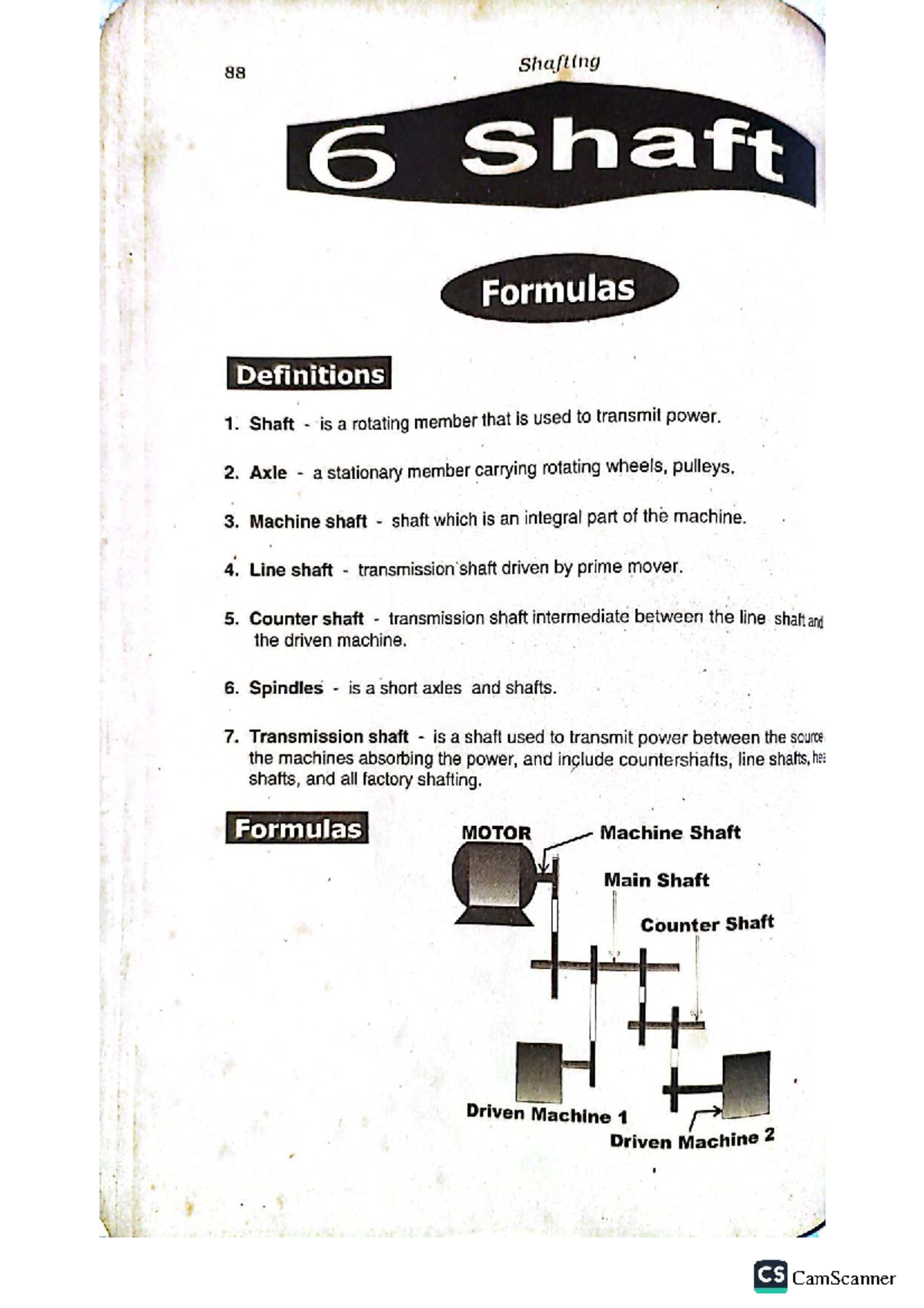 Shafting Formulas and Definitions for ME Course (88) - Studocu