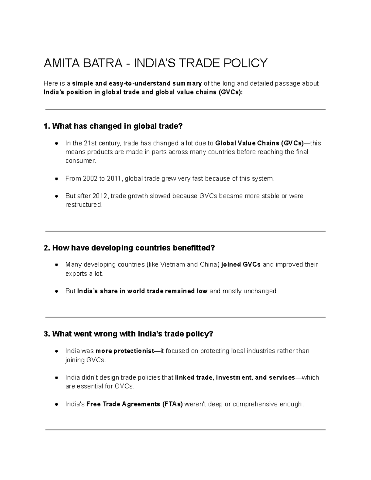 Amita Batra - India’s Trade Policy: Adapting to Global Value Chains ...