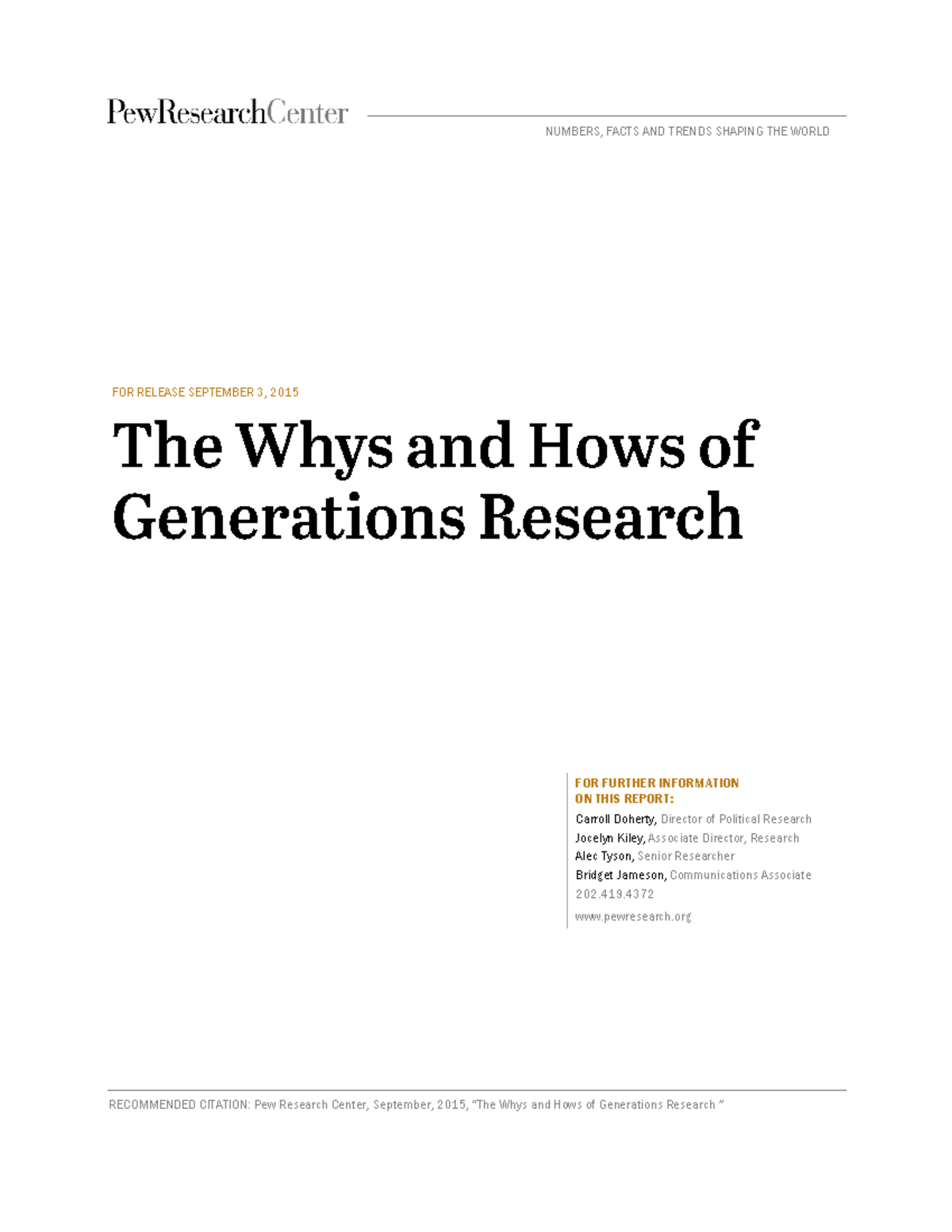 09-3-2015-Understanding Generations: Insights from Pew Research - Studocu