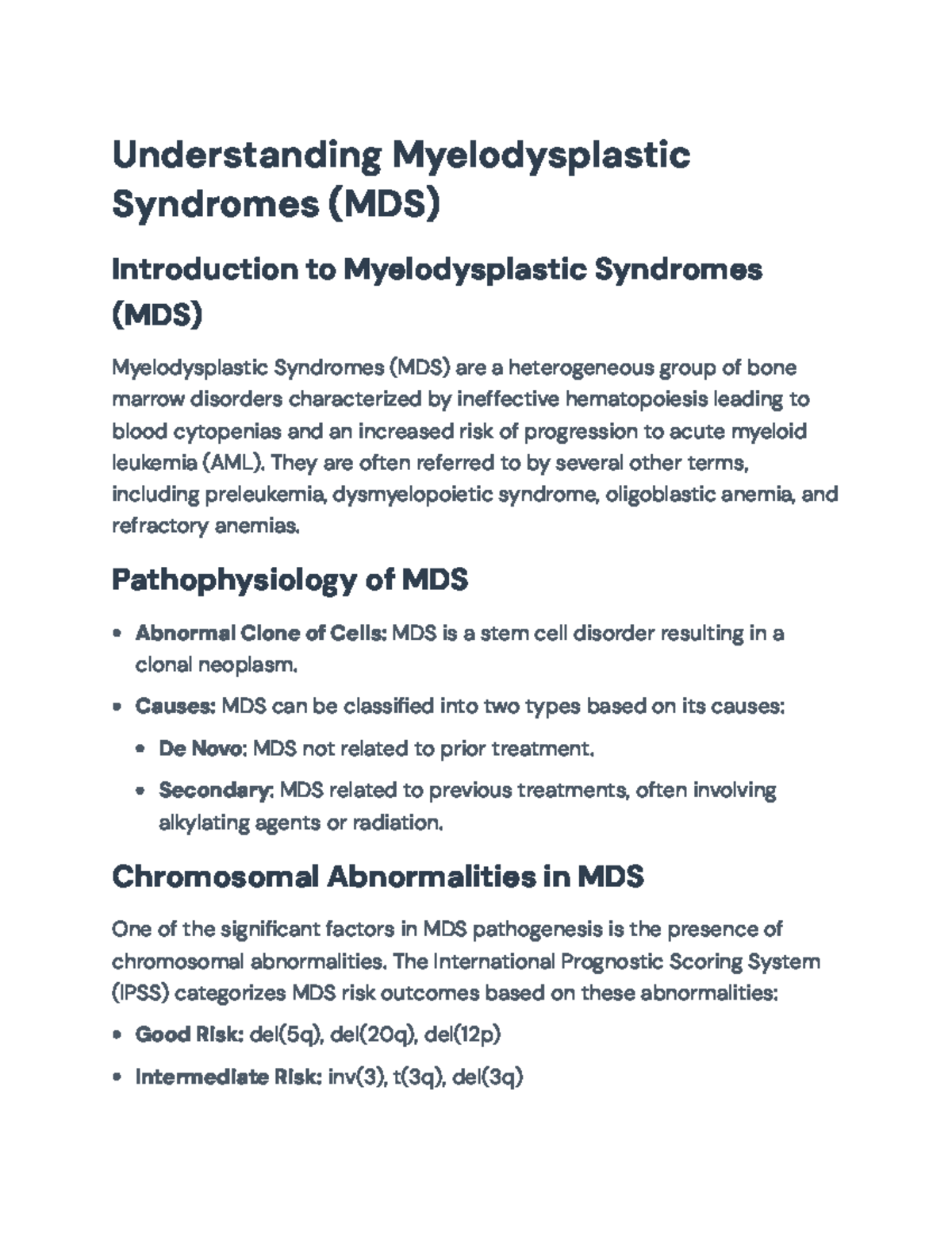 Understanding Myelodysplastic Syndromes (MDS): Classification ...
