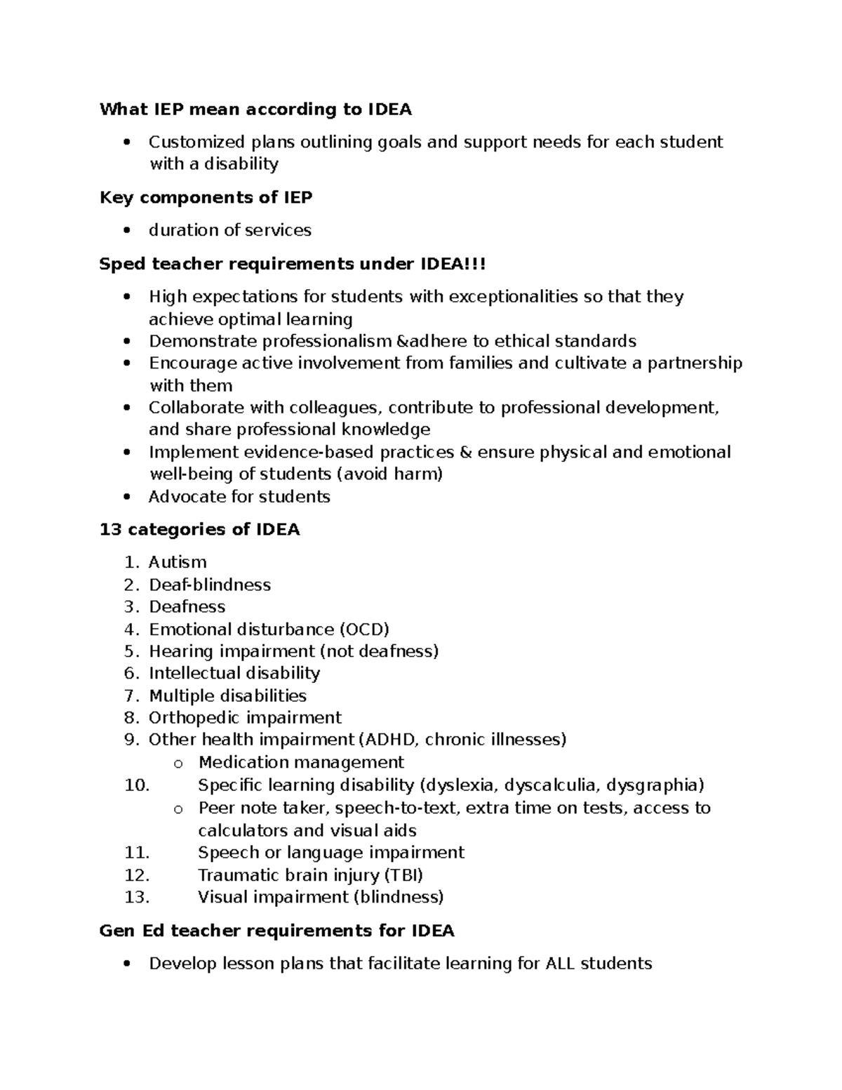 D662 Study Guide: Understanding IEPs and IDEA Regulations - Studocu