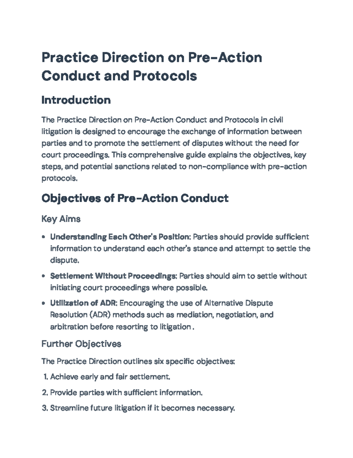 Practice Direction on Pre-Action Conduct in Civil Litigation - Practice ...