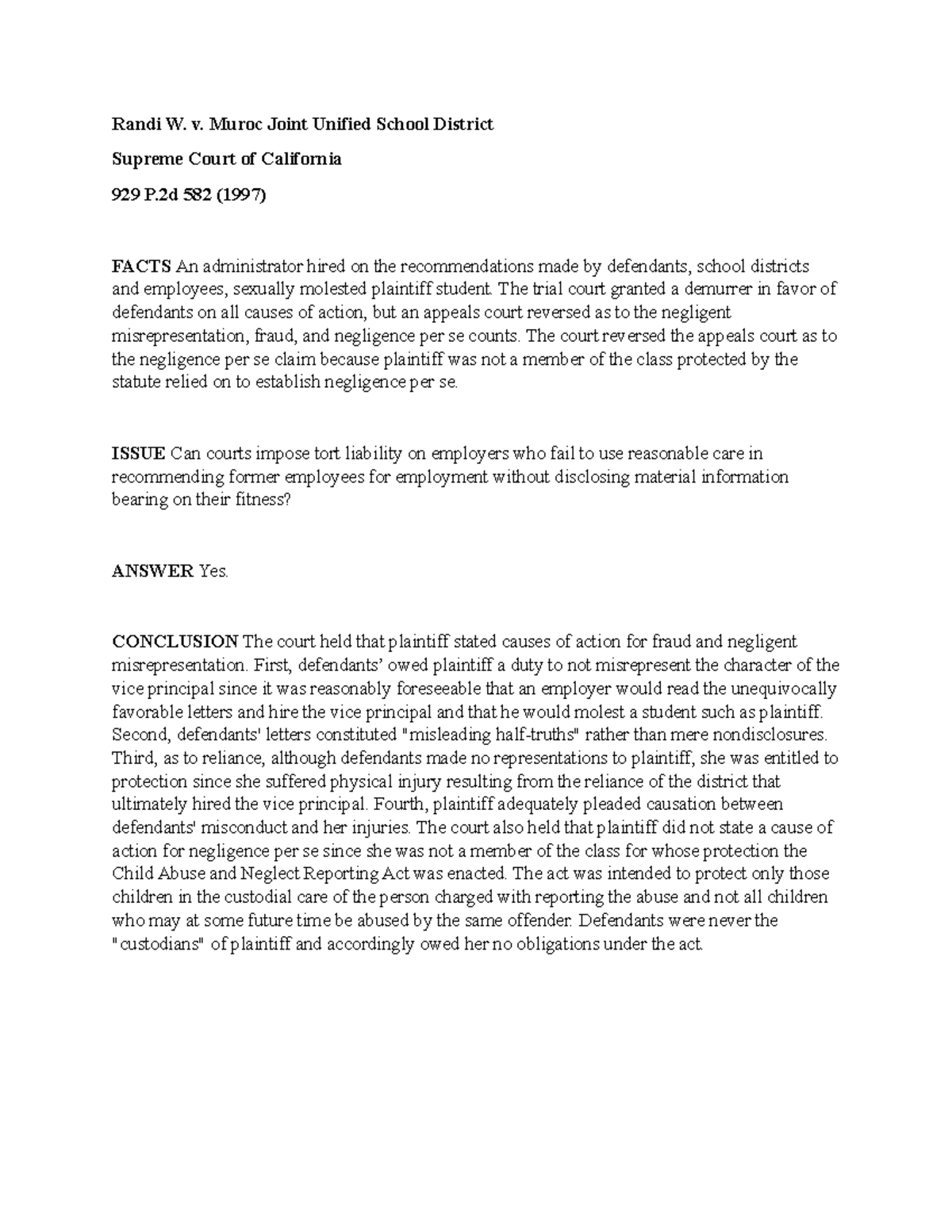 Randi W vs Muroc Joint Unified School District Brief - Randi W. v ...