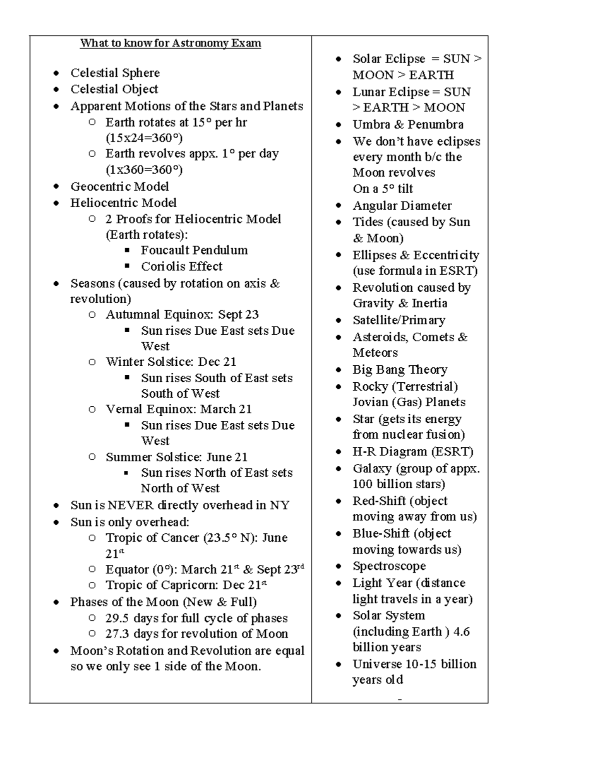 Astronomy Exam Study Guide: Celestial Sphere & Motions - Studocu