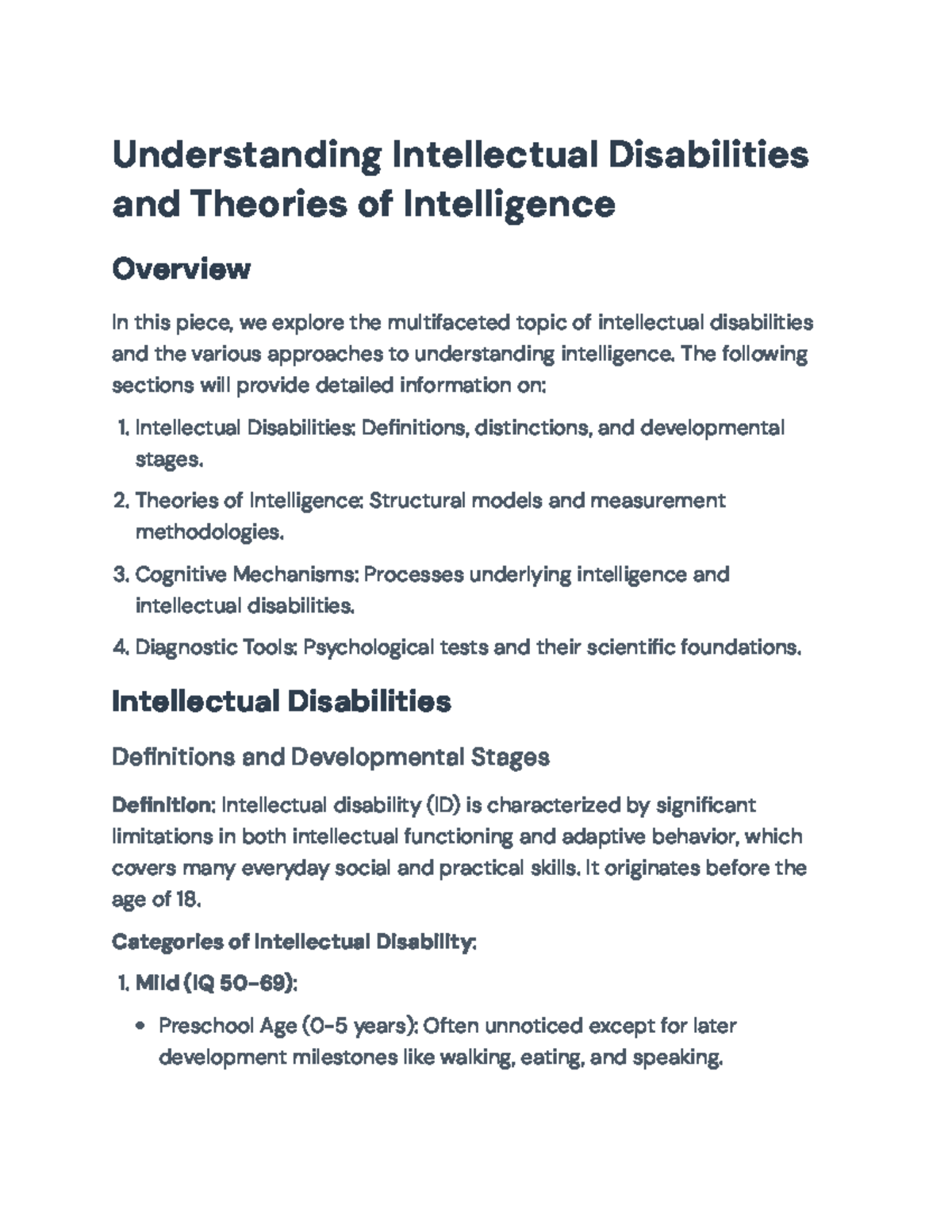 Understanding Intellectual Disabilities and Intelligence Theories ...