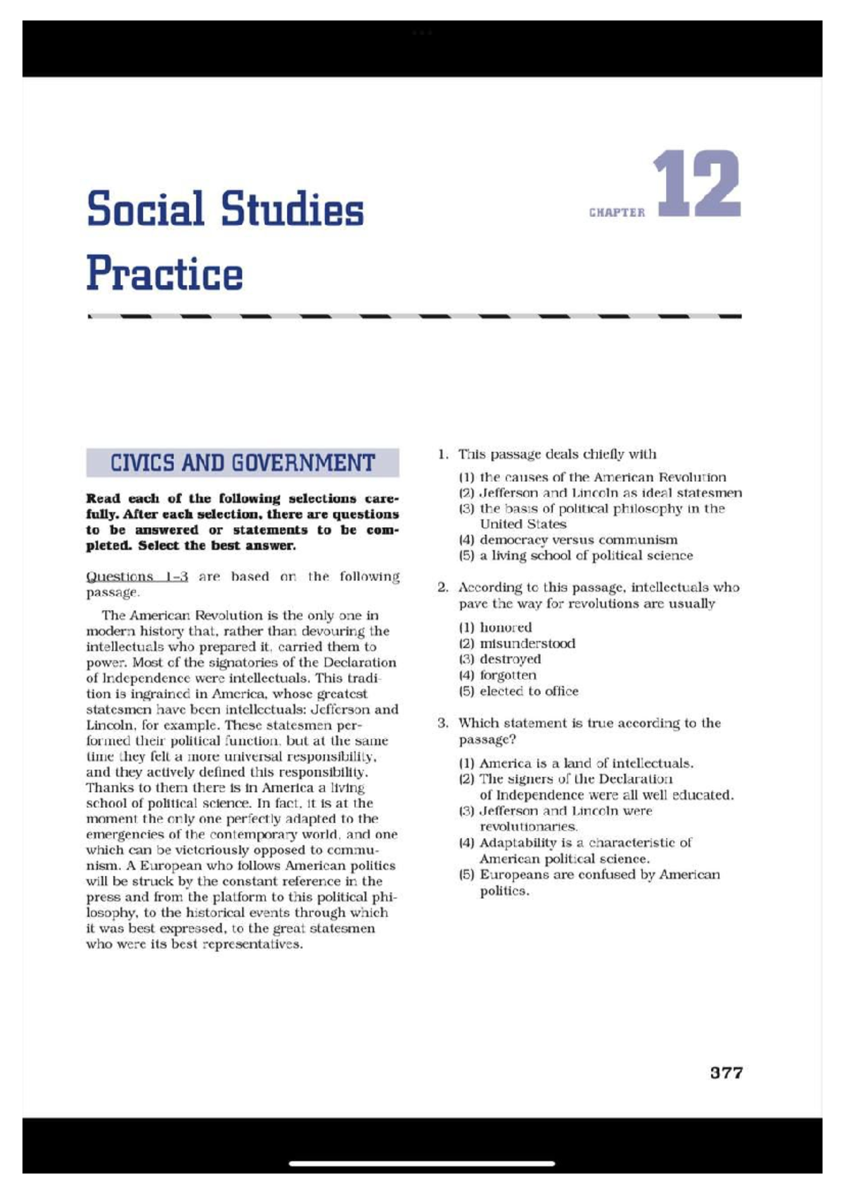 Social Studies 12 CHAPTER Practice: Civics and Government Insights ...