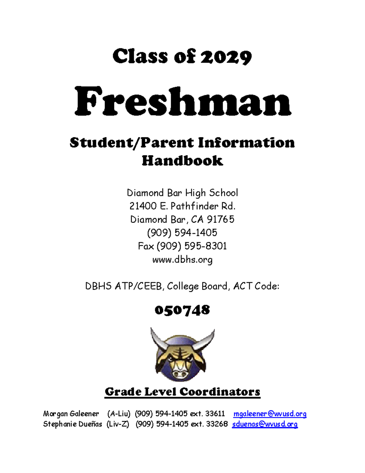 DBHS Freshman Info Handbook 2029: Essential Guide for New Students ...