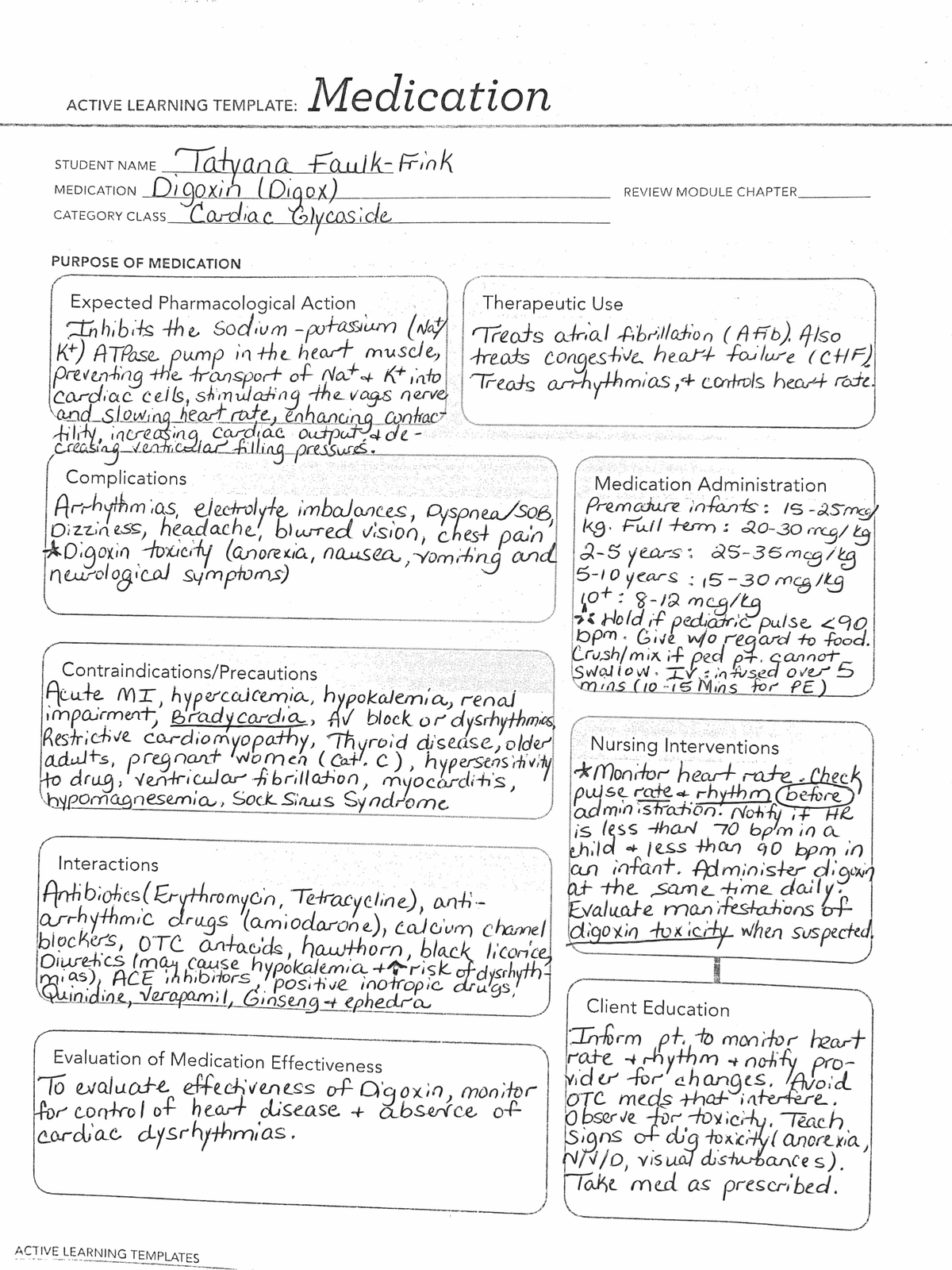 Med Card3 - n/a - ACTIVE LEARNING TEMPLATE: Medication STUDENT NAME ...