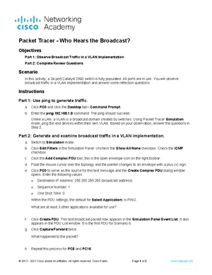 7.4.1 Packet Tracer - Configuring DHCPv4 for Routers and Clients - Studocu