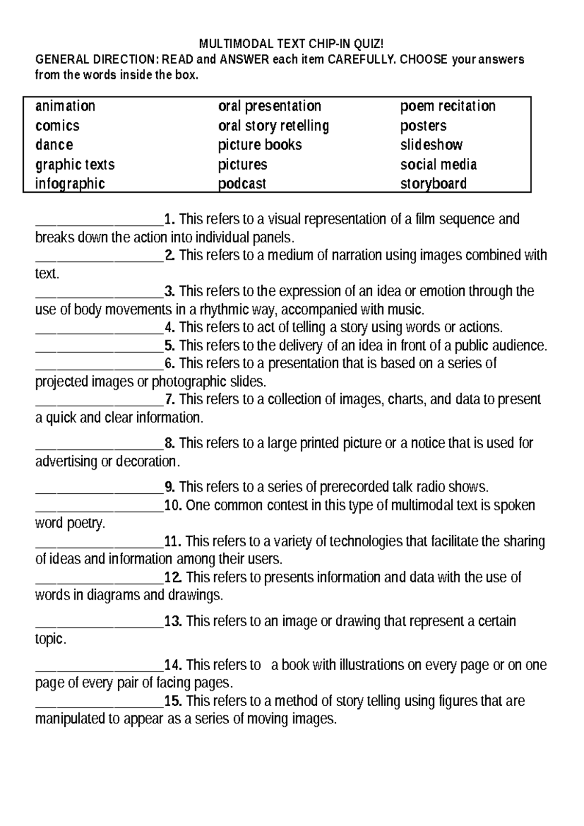 MULTIMODAL TEXT QUIZ: CHIP IN EXAMINATION GUIDE - Studocu