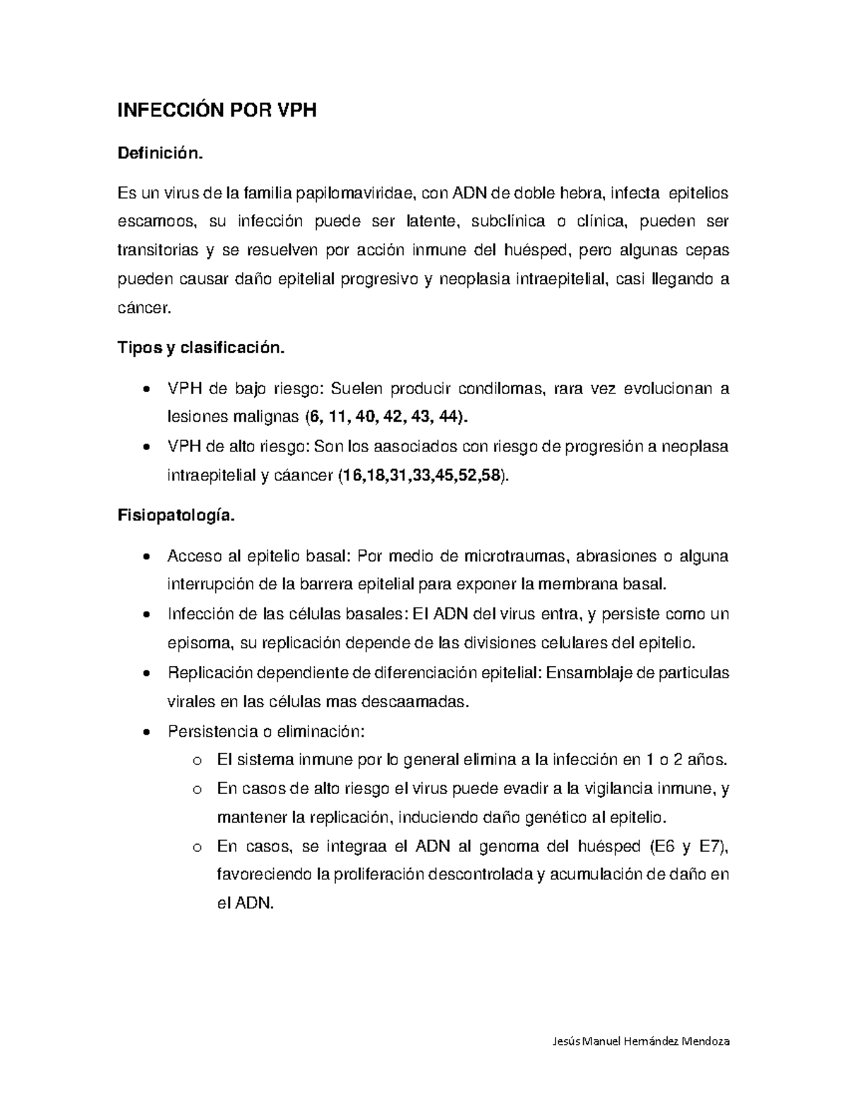 INFECCIÓN POR VPH: Definición, Tipos y Manifestaciones Clínicas - Studocu