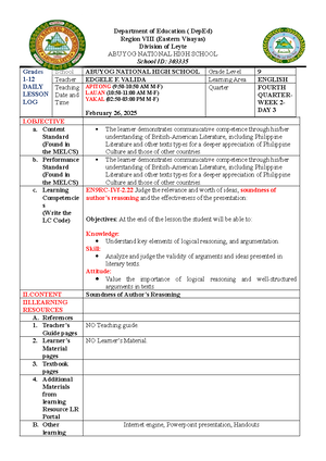 Practical Research 1 Lesson PLAN FOR CO3 - Daily Lesson Log in Practical Research 1 Second ...
