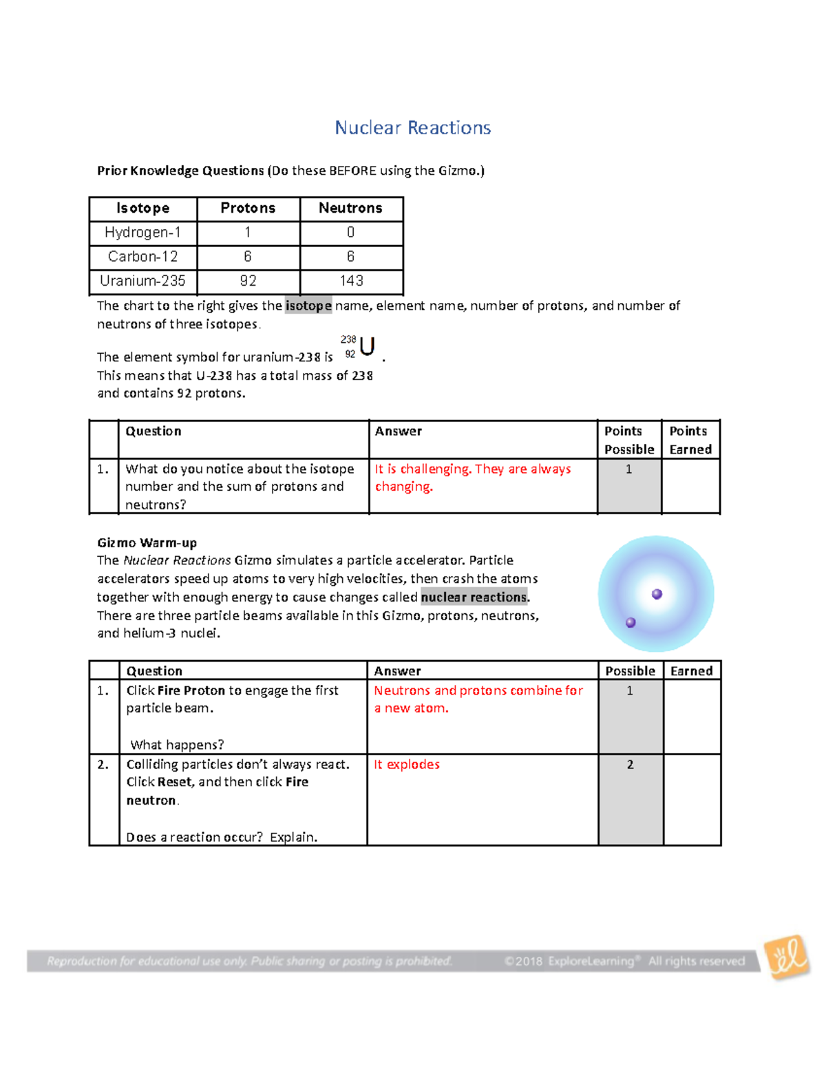 Nuclear Reactions Gizmo Study Guide: Key Concepts and Activities - Studocu
