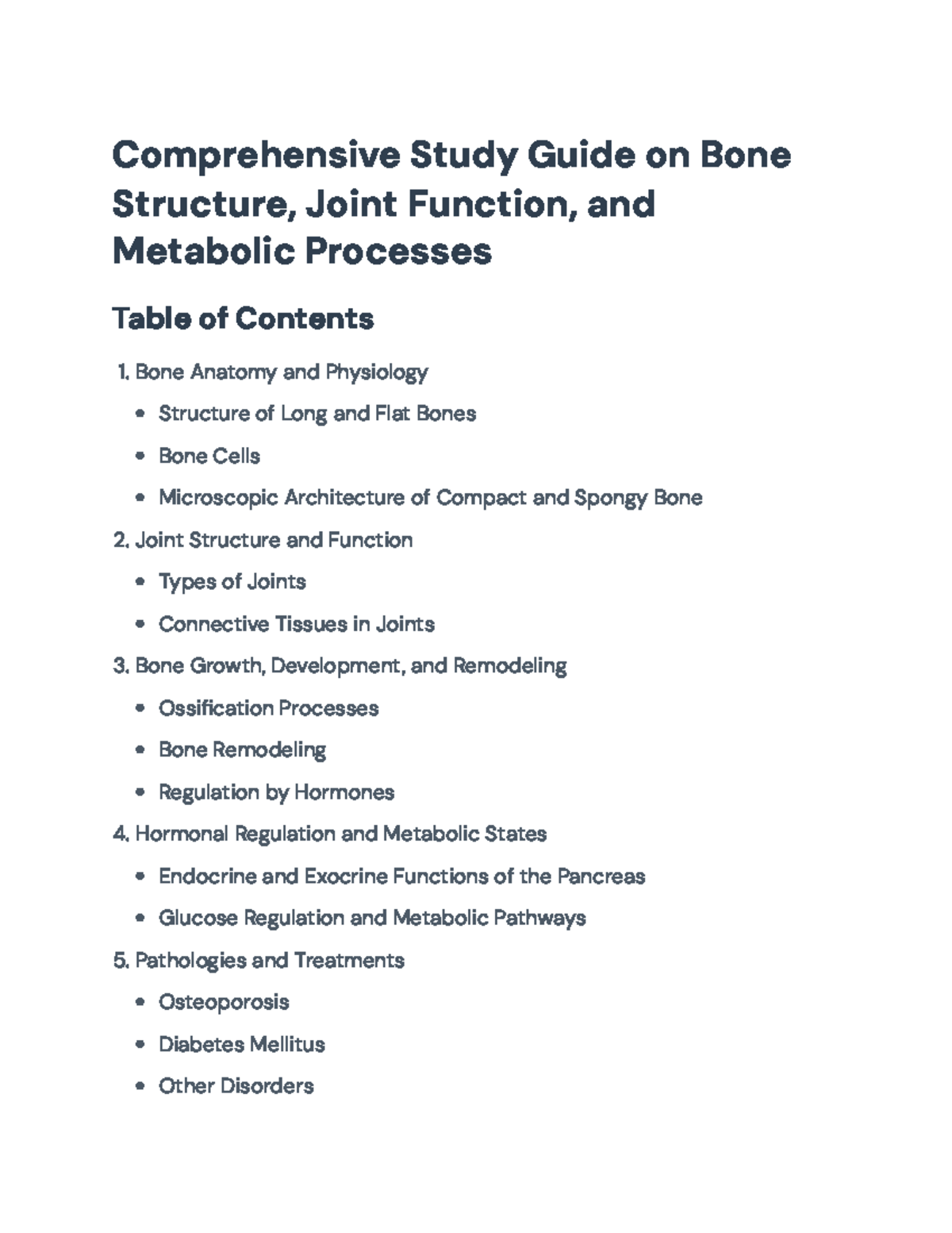 Anatomy & Physiology Study Guide: Bone, Joints & Metabolic Processes ...