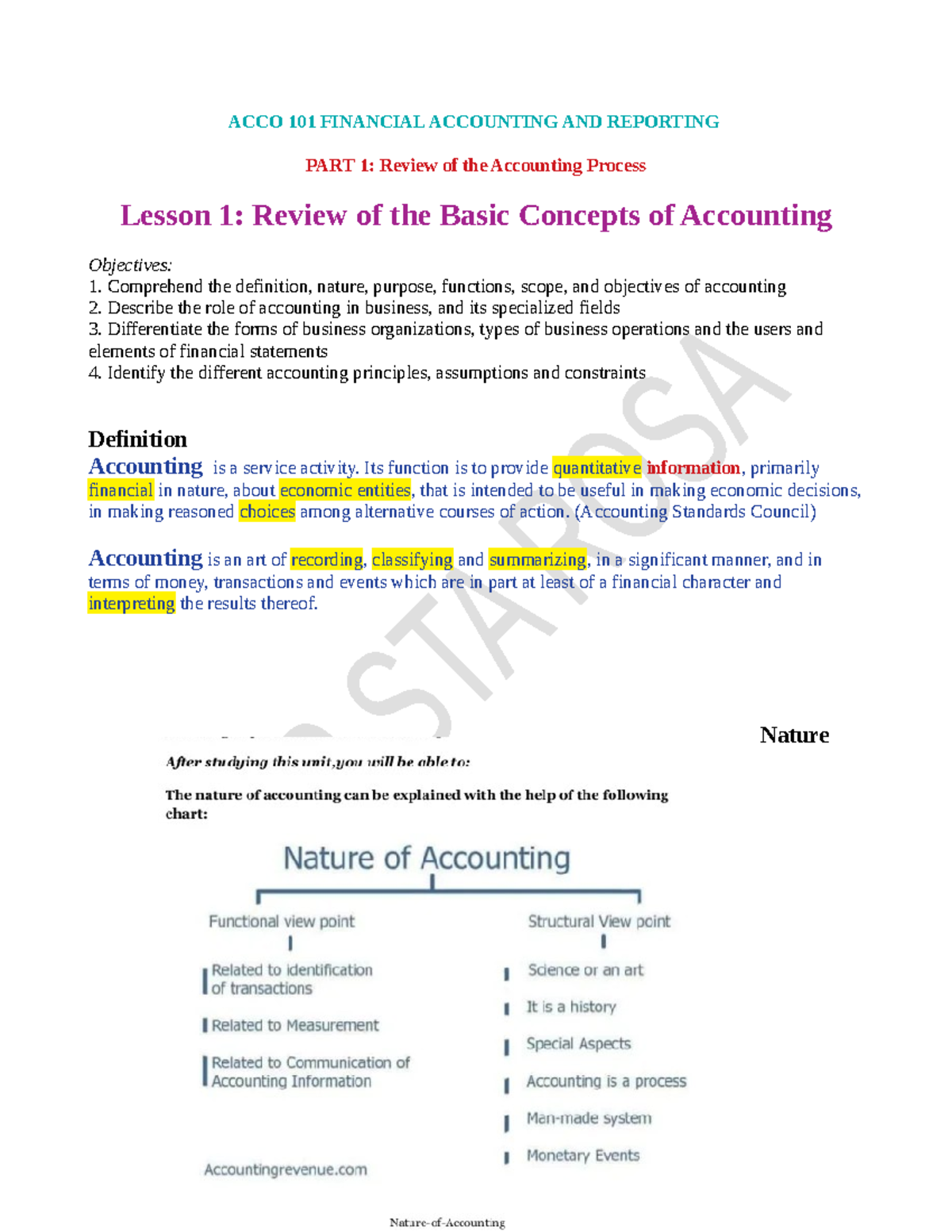 ACCO 101 Financial Accounting: Lesson 1 - Accounting Process Review ...
