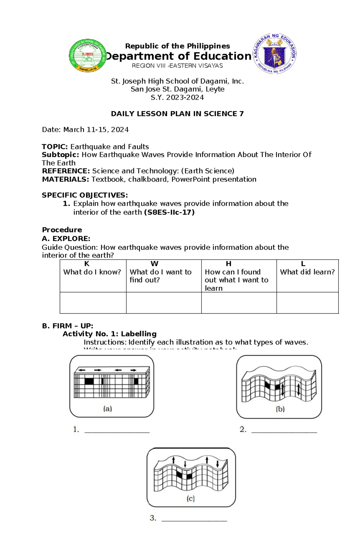 Science 7 Lesson 10: Understanding Earthquakes and Faults - Studocu